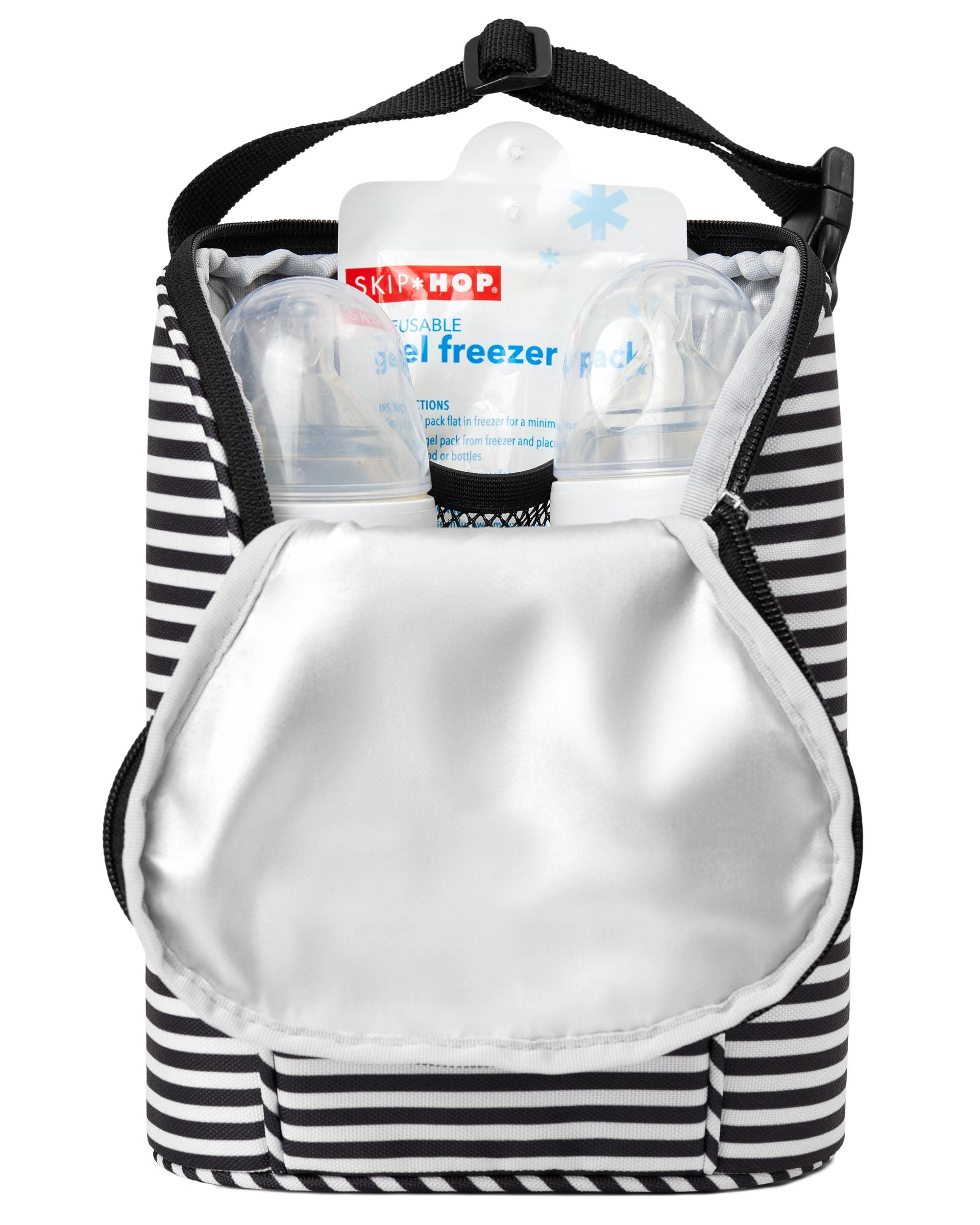 Skip Hop Baby Bottle Bag, Grab & Go, Black/White Stripe