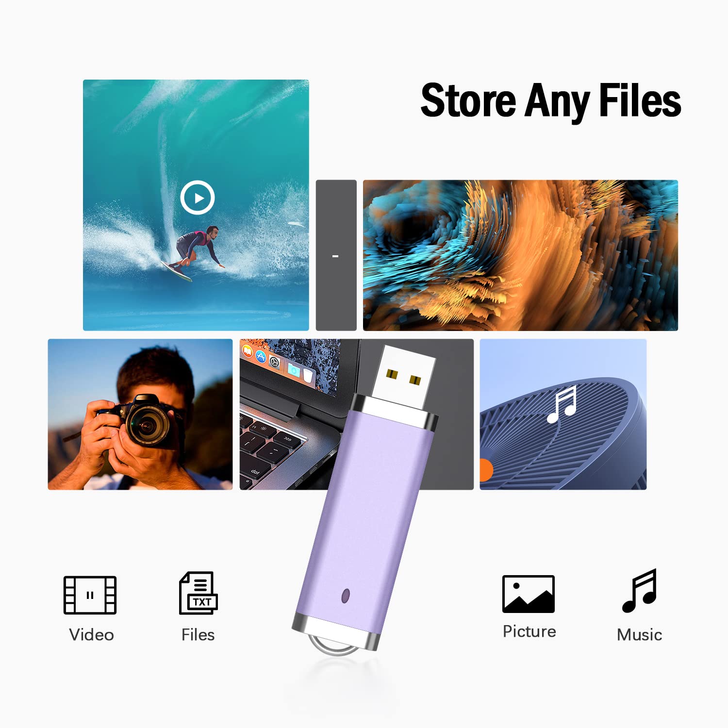 Sanfeya 5 Pack 32GB USB 2.0 Flash Drives, Multicolor Jump Drive Memory Sticks, Bulk Thumb Drives USB Sticks Pen Drives, 5 Color (Blue, Green, Pink, Purple, Yellow)