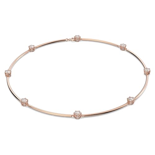SWAROVSKI Constella All-Around Necklace, Clear Circle-Cut Crystal with a Rose-Gold Tone Finish Chain, part of the Swarovski Constella Collection