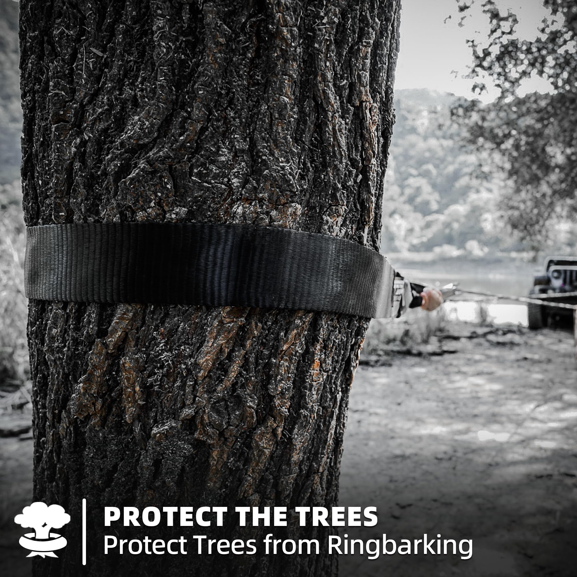 SAMOUT Tree Saver Strap 3in x 8ft Lab Tested 35,000Lbs Break Strength, Emergency Recovery Strap, Winch Extension Rope, Bridle Strap