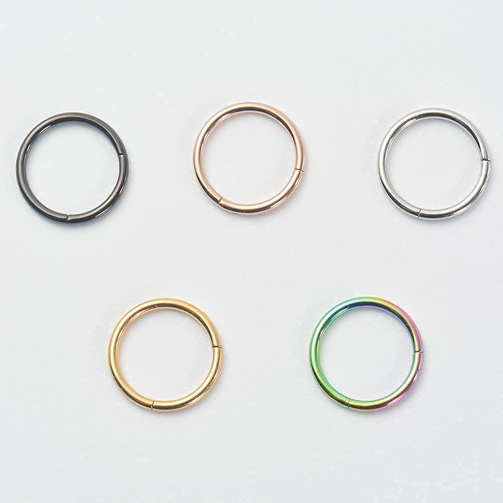 T&Y 18G 10mm Silver Septum Nose Ring for Women Titanium Stainless Steel Cartilage Piercing Hoop Earrings for Forward Helix Tragus Daith Conch Lip Ring
