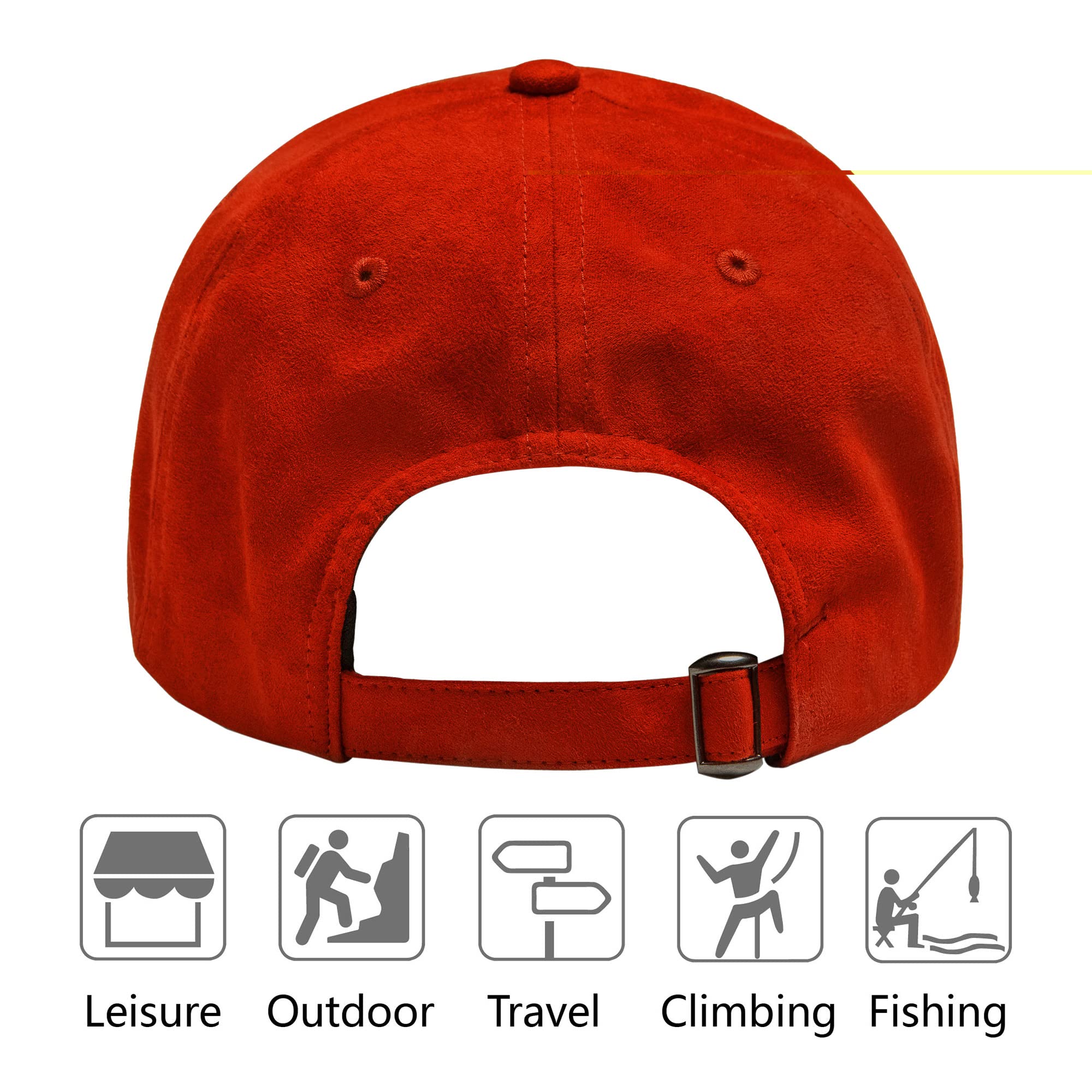 zowya Unisex Plain Faux Suede Baseball Cap Women Men Adjustable Fitted Dad Hat Stylish Vintage Red