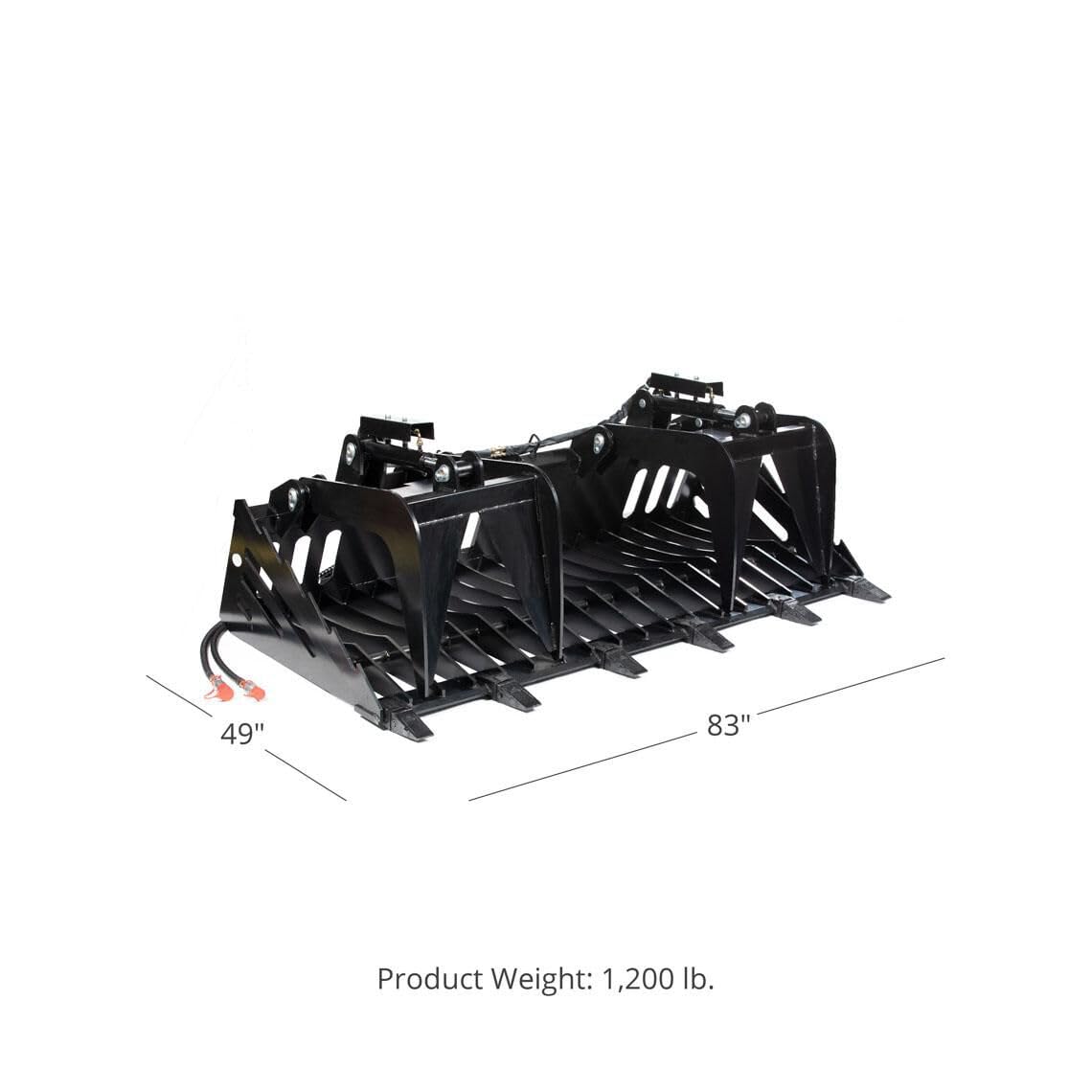 Titan Attachments 82" Skeleton Rock Grapple Rake, Universal Skid Steer Quick Tach, Fine-Grade Open Tine Bottom, Replaceable Cast Bucket Teeth, Reinforced Side Cutters, Universal Landscape Attachment