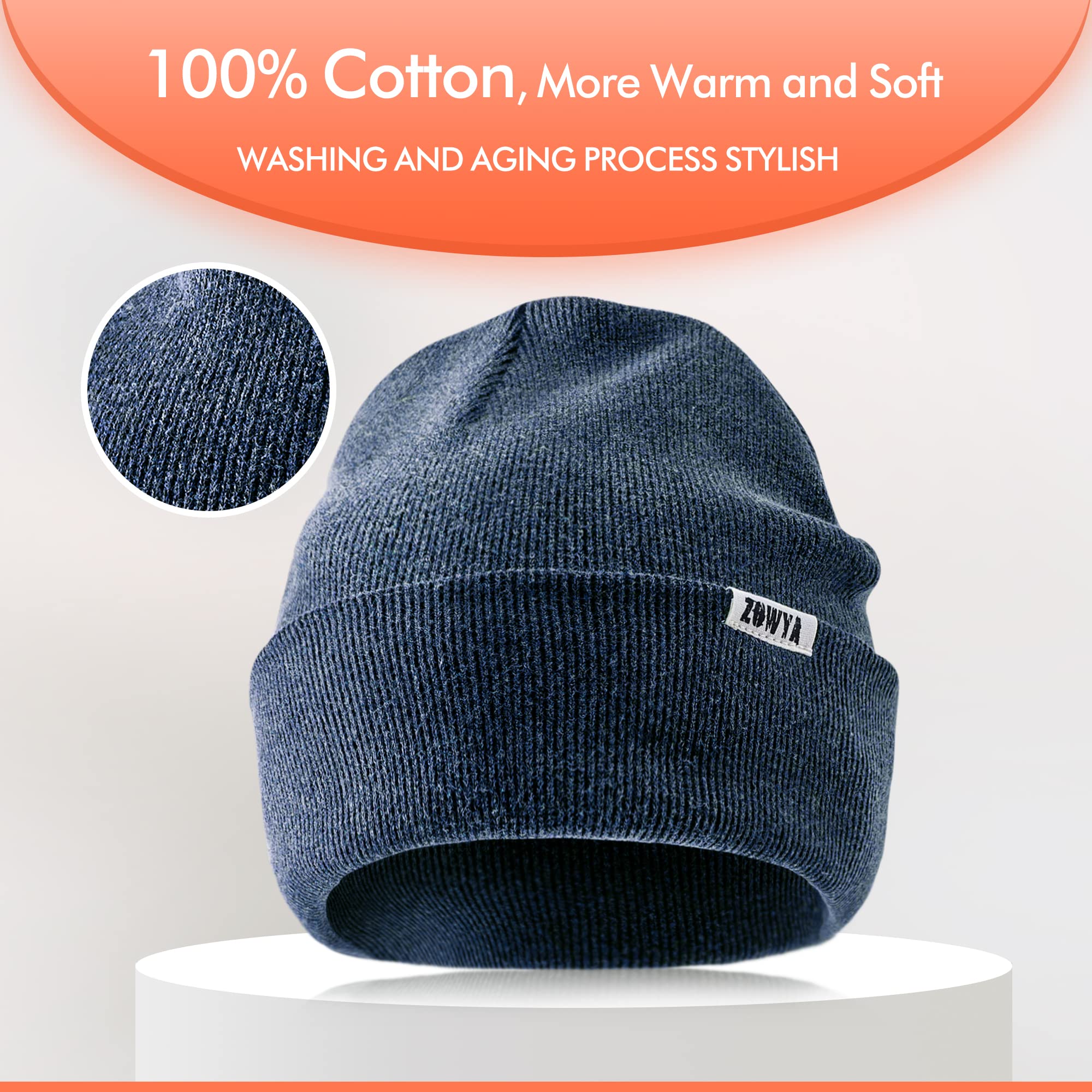 zowya Winter Beanie for Men Women Knit Cuff Snug Slouchy Skull Caps Classic Warm Spring Autumn 1-Hat (NAVY)