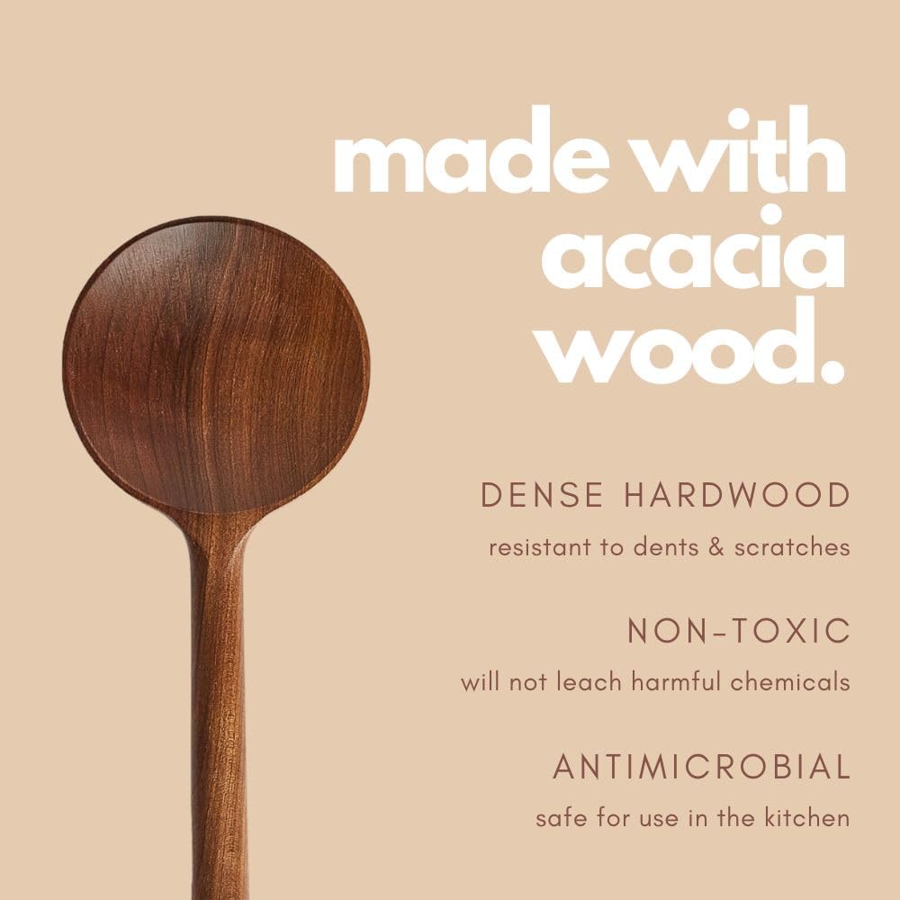 Premium Wooden Spoons for Cooking with Holder and Spoon Rest by Ziruma