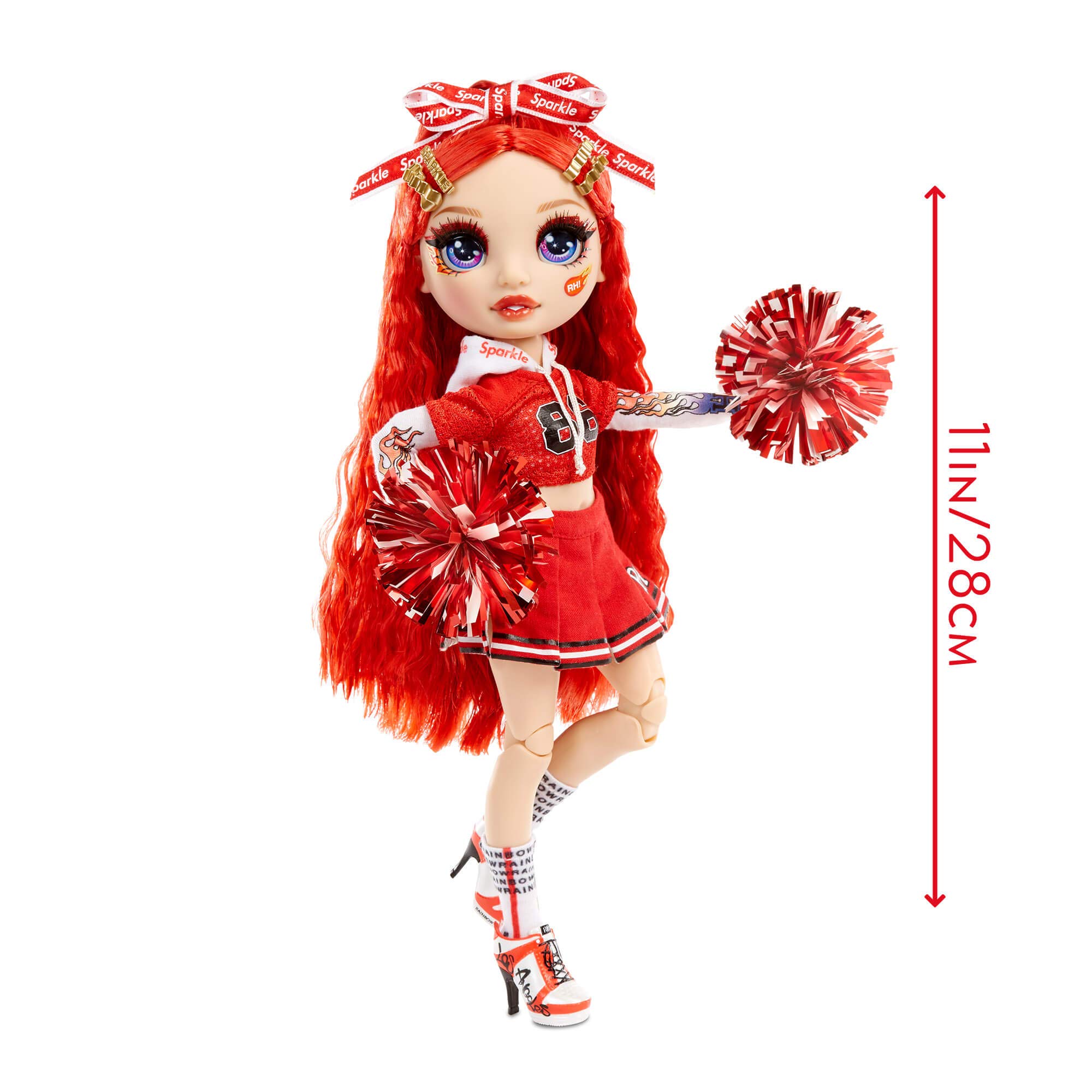 Rainbow High Cheer Ruby Anderson β Red Cheerleader Fashion Doll with 2 Pom Poms and Doll Accessories, Great Gift for Kids 6-12 Years Old