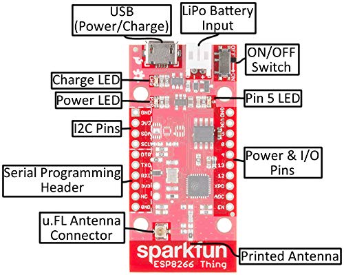 SparkFun ESP8266 Thing Starter Kit for Internet of Things WiFi Development Includes headers jumper wires breadboard Serial breakout Mico-B USB Cable and LEDs Use to Start a Project or Learn IoT