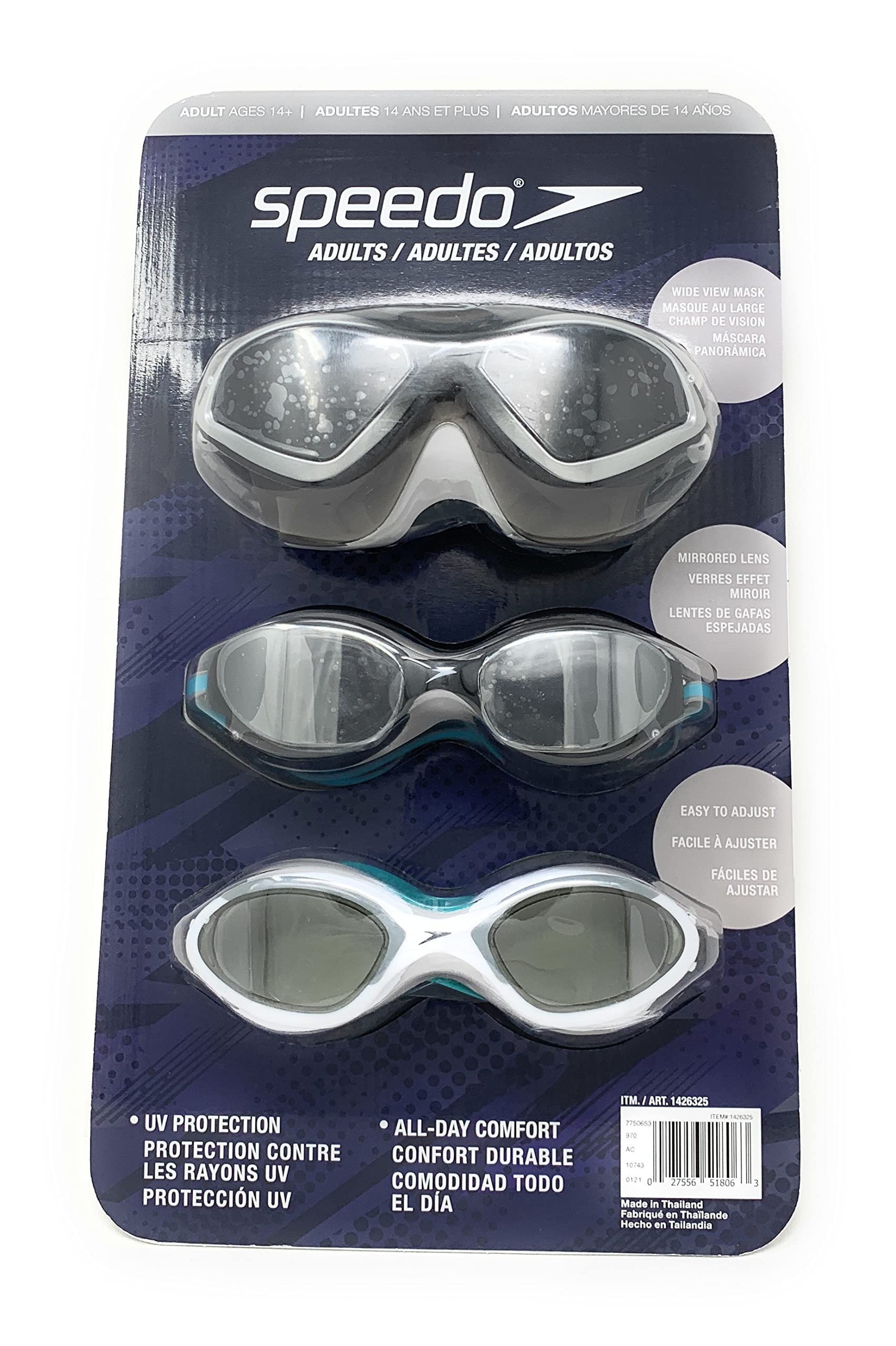 Speedo Adult Swimming Goggles and Mask 3-pack