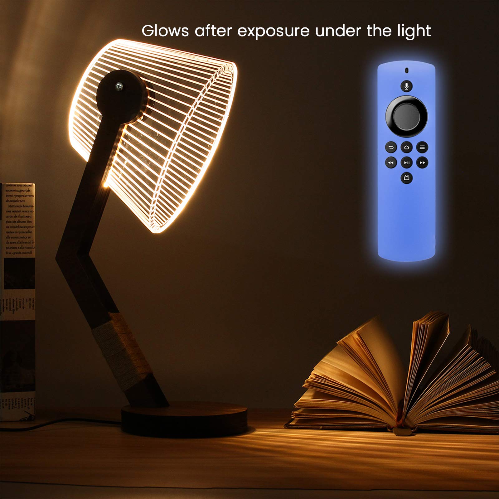 TV Stick Lite Remote Cover Luminous Blue - Rubber Protective Sleeve Case with Wrist Strap (Glow in The Dark)