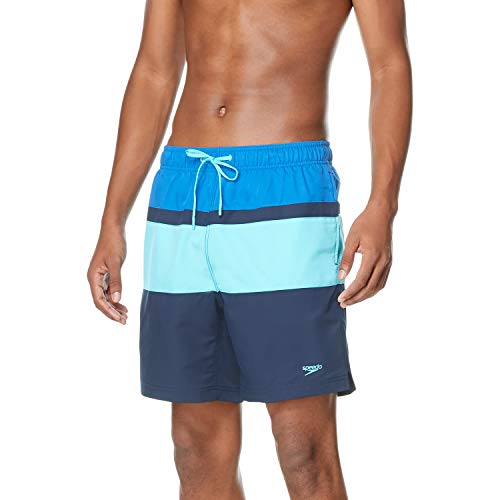 Speedo Men's Standard Swim Trunk Mid Length Redondo Stripe, Peacoat Block, XX-Large