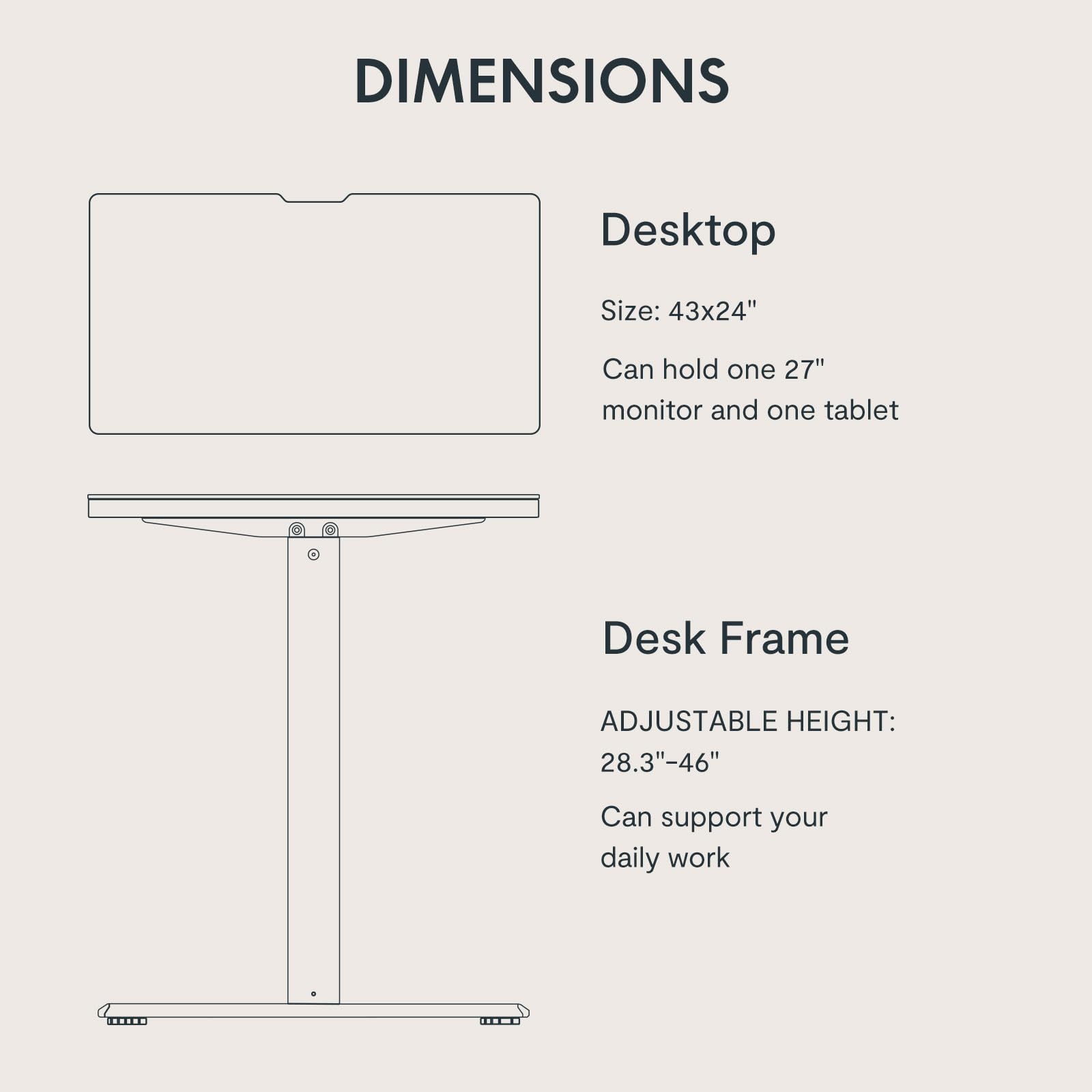 SANODESK Standing Desk Adjustable Height, 43x24 Inch Stand up Desk for Home Office Computer Desk with Memory Preset(43x24 Whole Board,Black)