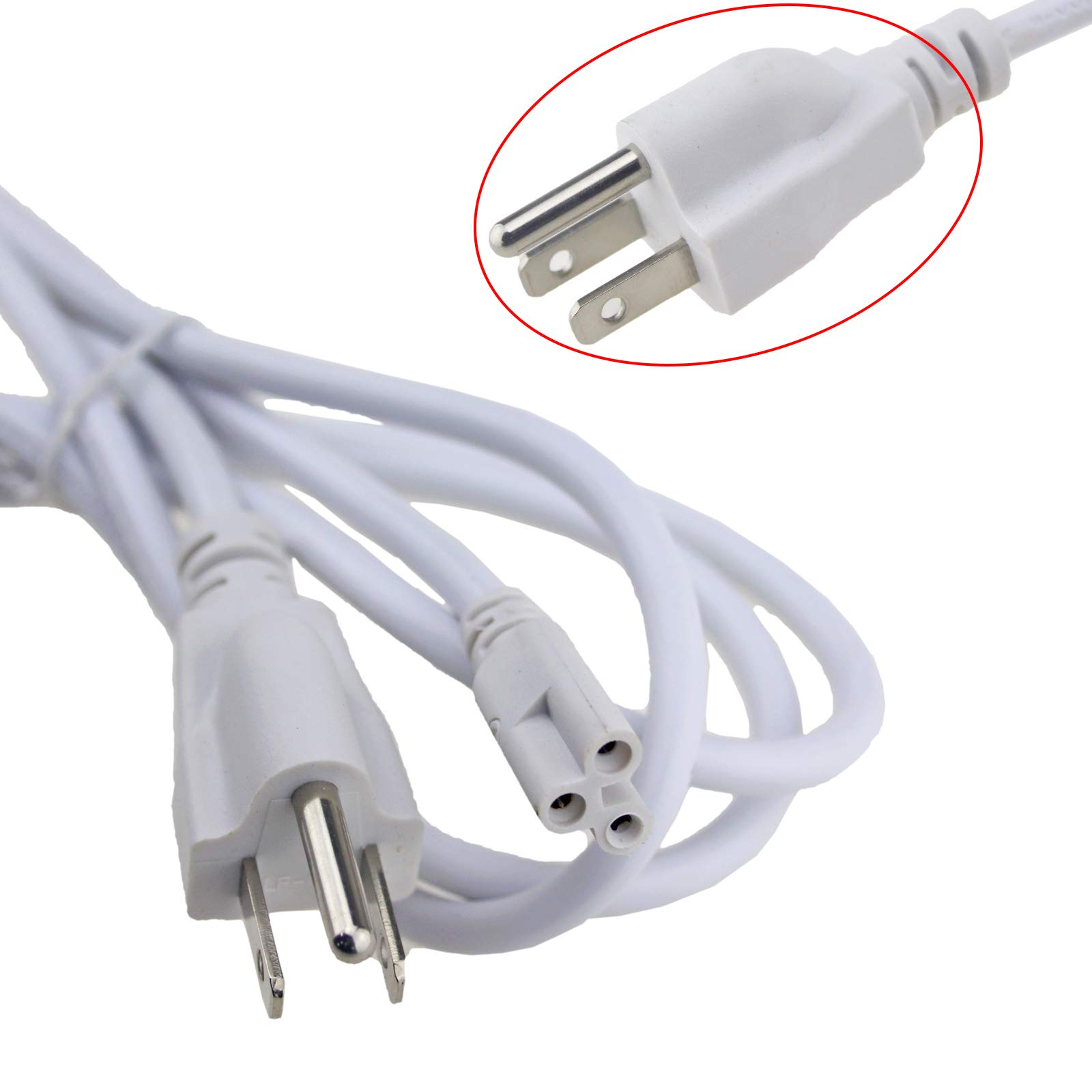 Rextin 4pack 6.6FT T5 T8 LED Tube Power Extension Cable with US Plug,LED T5/T8 Light Tube Integrated LED Light Fixture Extension Cable Wire (6.6ft 4pack without on/off)