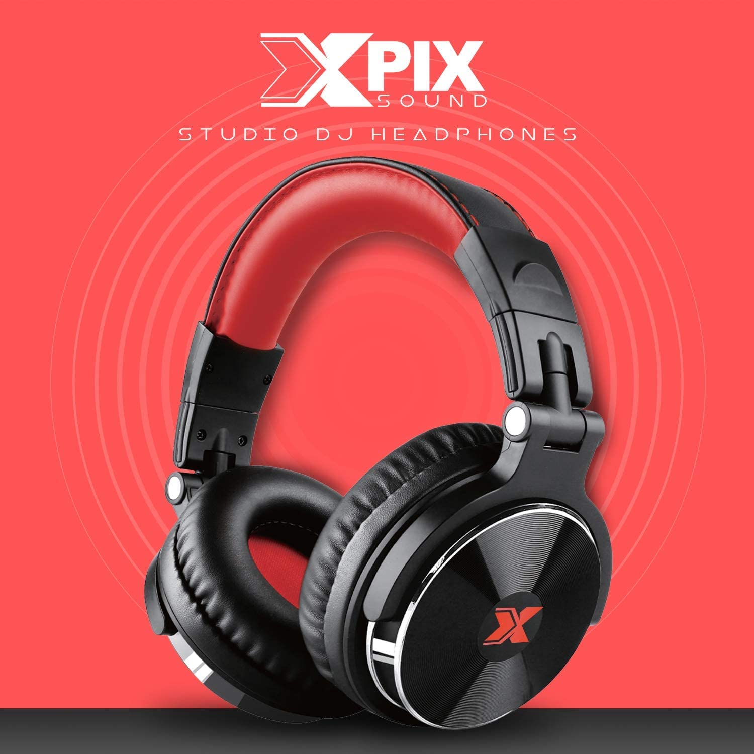 XPIX Pro DJ Headphones Closed Back Over Ear Stereo Monitor Headphones, For Monitor & Mixing, Single Side, Dual Source Monitoring