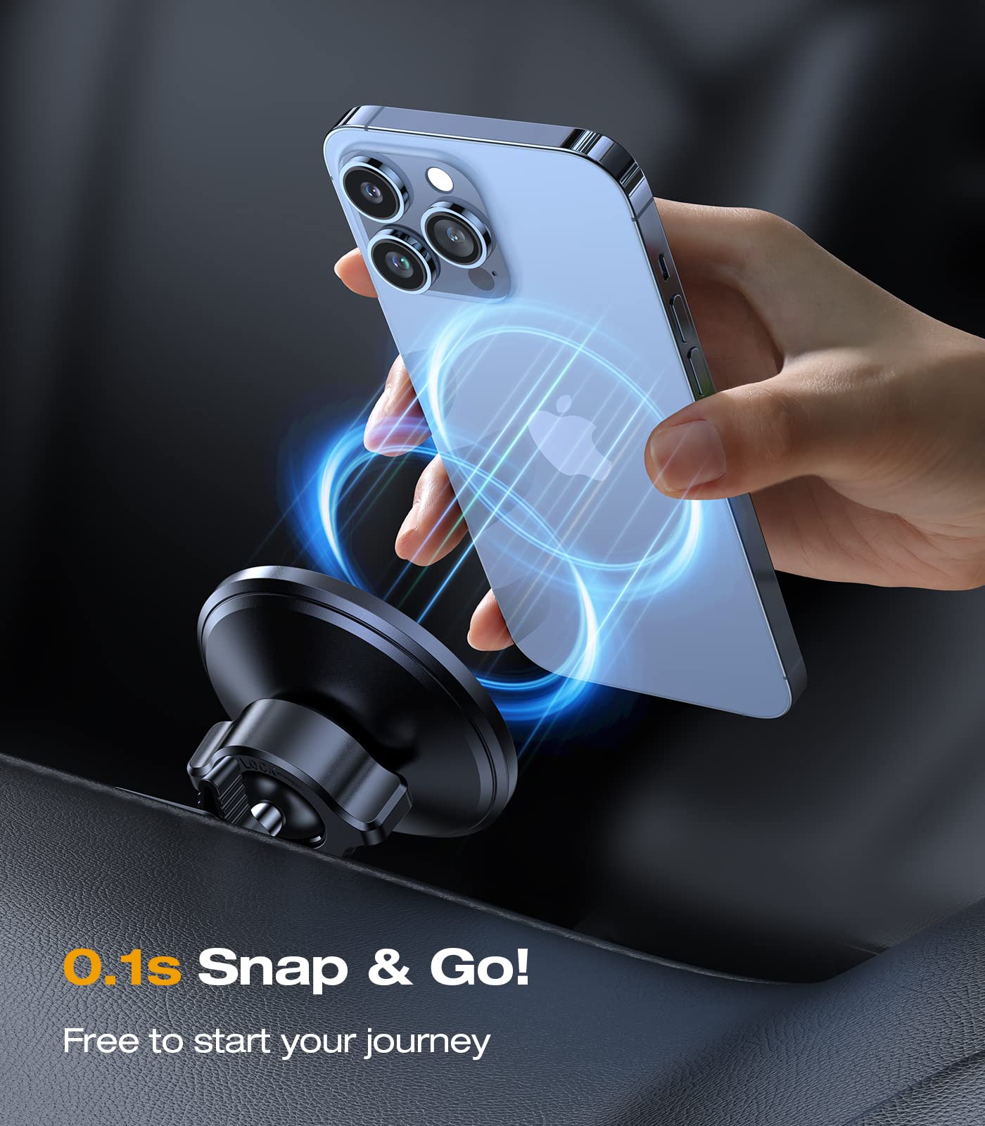 VICSEED for MagSafe Car Mount Dash - [8lbs Powerful Magnets][Long Arm Adjustable] Magnetic Phone Holder for Car Phone Mount for Car 3 in 1 Car Phone Holders for iPhone 15/14/13/12 All Phones