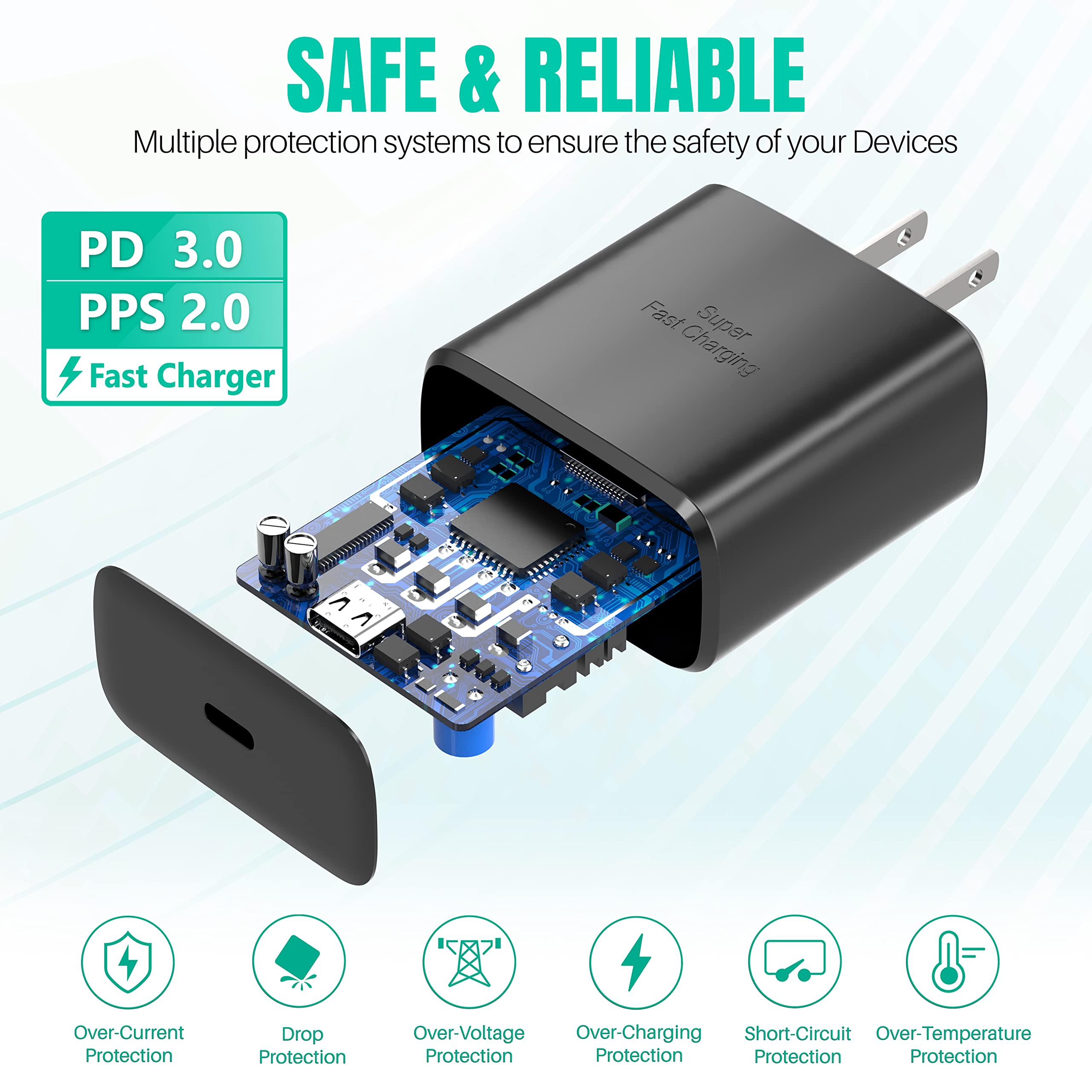 USB C Charger Block 45W PD Super Fast Charger Type C Plug Wall Adapter Quick Charging for Samsung Galaxy S24/S24 Ultra/S23/S23 Plus/S22/S21/iPhone 14/15/ iPad/iPad Pro/Tablet/Watch-1Pack