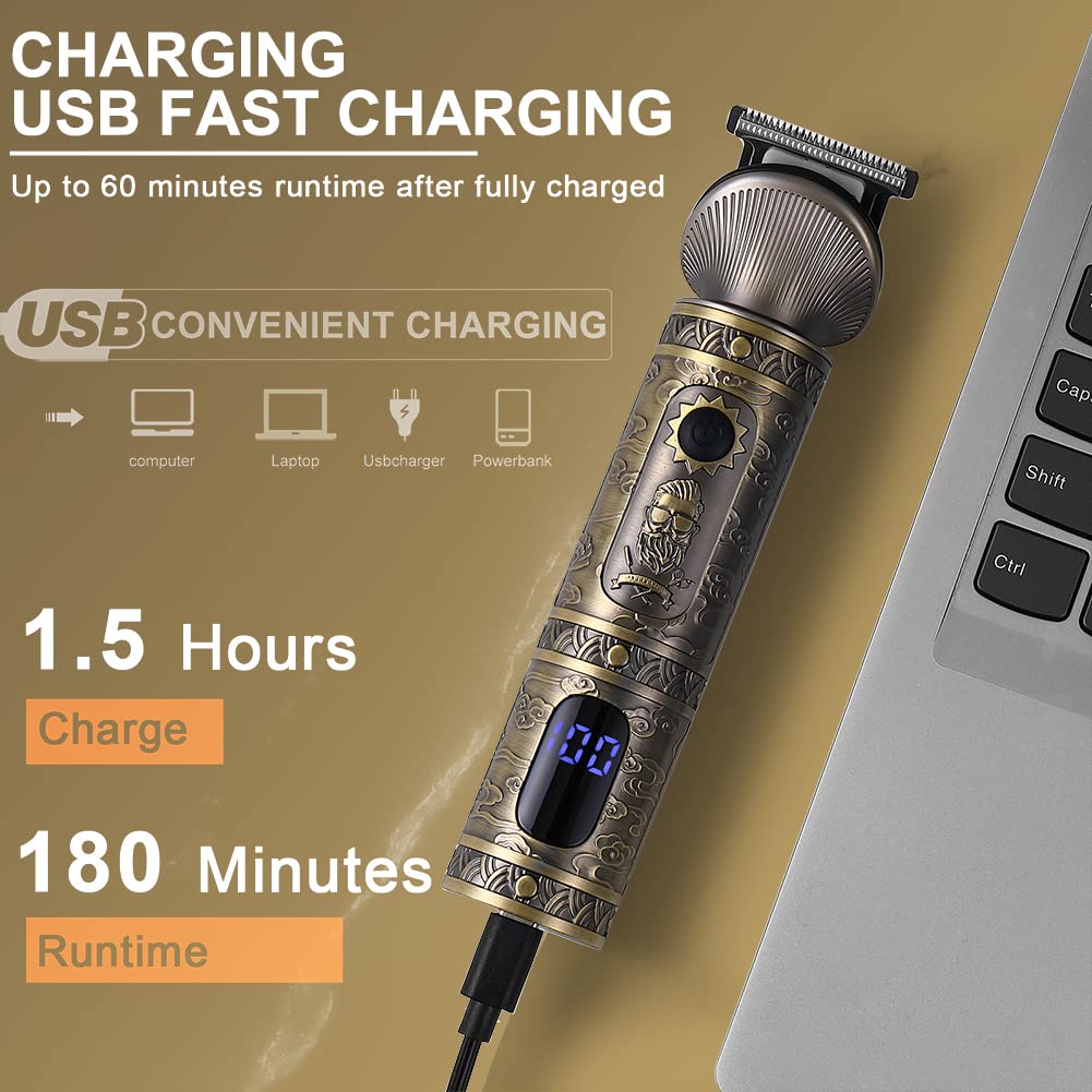 Scttomon Beard Trimmer Kit Professional Hair Clipper Trimmer Zero Gapped T-Blade Trimmer Electric Shaver Razor Nose Body Trimmer for Men Cordless Grooming Kit 7 in 1