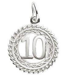 Rembrandt Charms Number 10 Charm, Sterling Silver