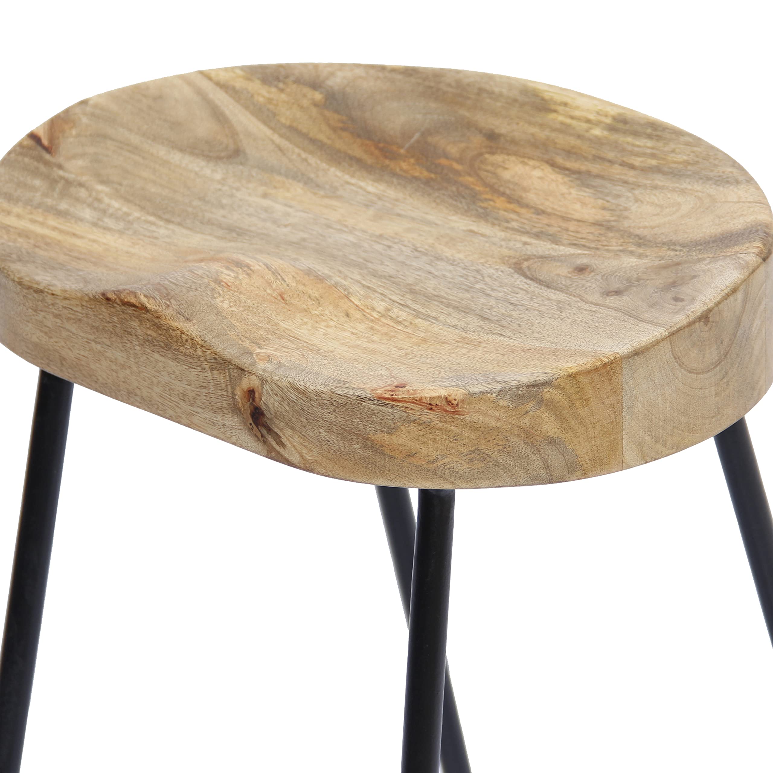 The Urban Port Wooden Saddle Seat Barstool with Tubular Metal Base, Small, 24-Inch