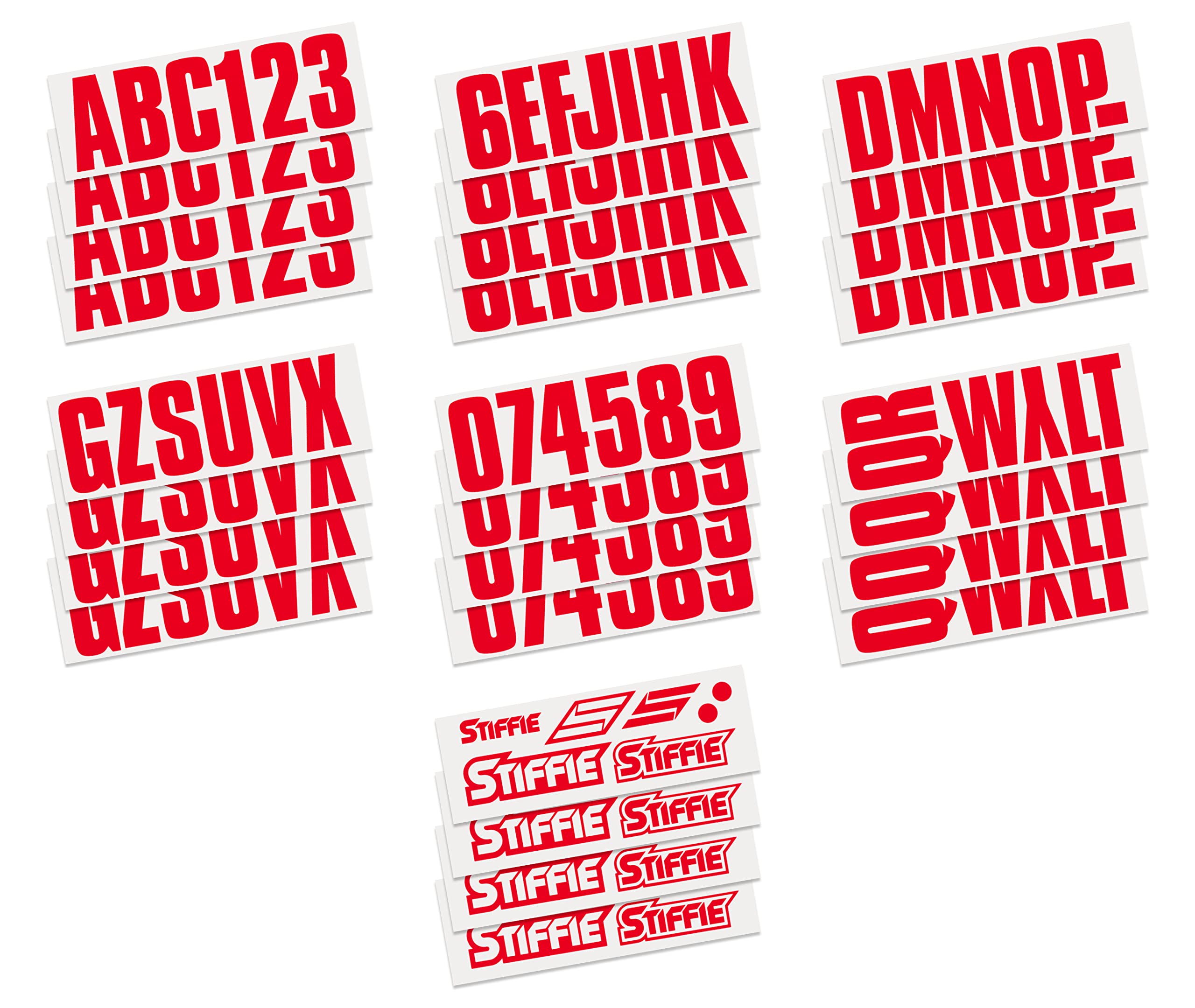 STIFFIE Uniline Lava SUPER STICKY 3" Alpha Numeric Registration Identification Numbers Stickers Decals for Sea-Doo SPARK TRIXX, Inflatable Boats, RIBs, Hypalon/PVC, PWC and Boats.