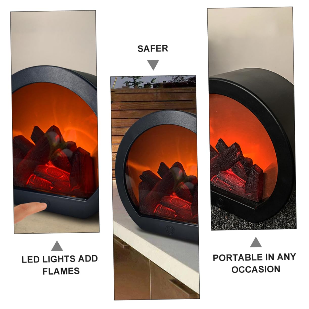 Uonlytech Simulated Fireplace Wind Lamp LED Nightlight Faux Fireplace LED Decor Living Room Light Tabletop Lamp LED Flame Lamp Simulated Fireplace Light LED Plastic Desk Lamp Desktop Lamp