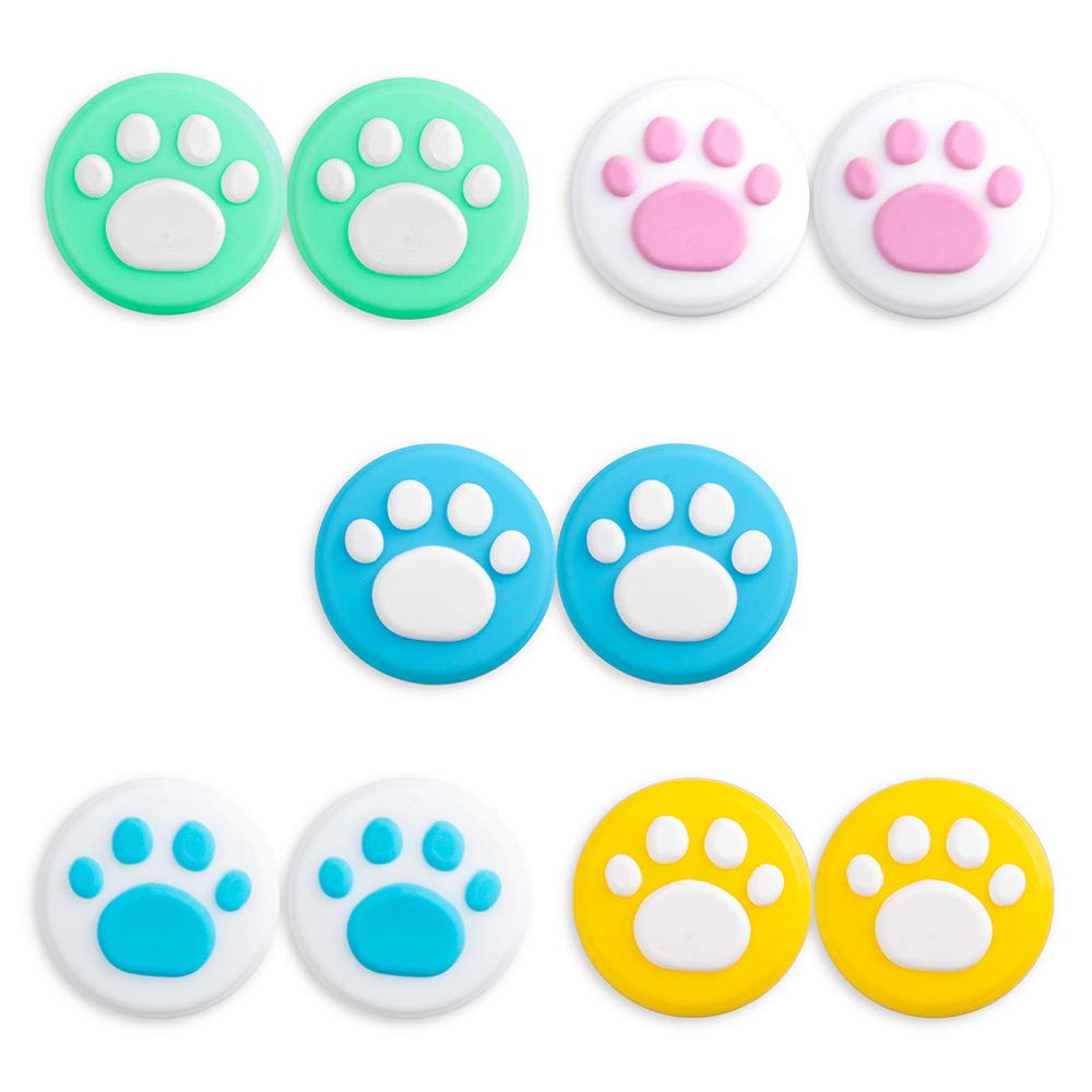 RGEEK 10PCS Cute Cat Claw Joystick thumb Caps for Nintendo Switch & Switch Lite, Thumb Stick Grips Analog Stick Cover, Soft Silicone for Joy-Con Controller