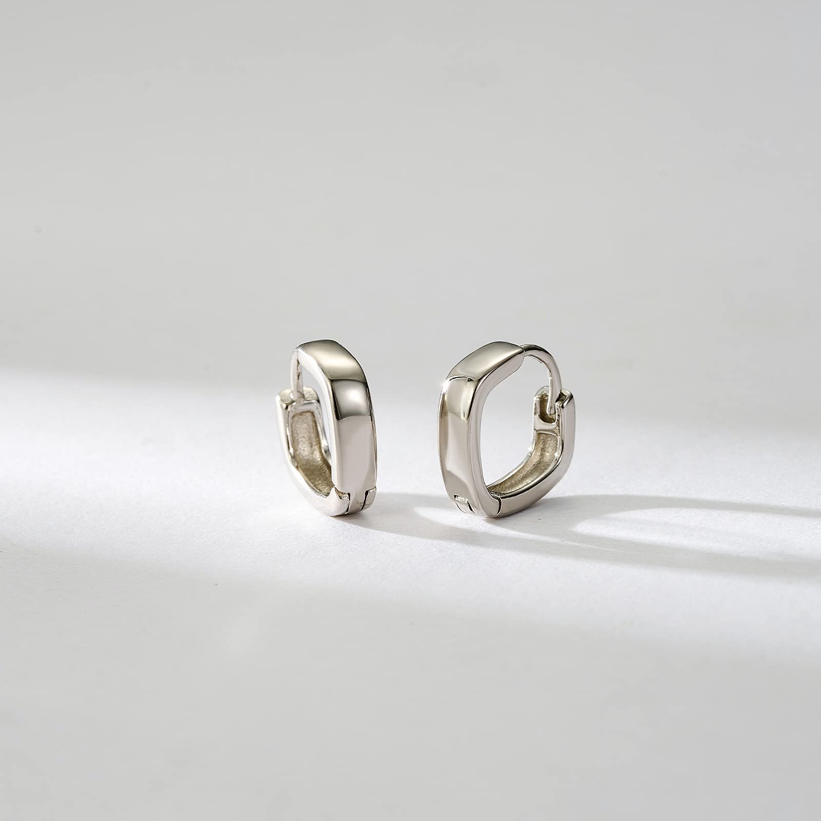 SWEETV Small Silver Hoop Earrings for Women Sterling Silver Earrings 12mm Tiny Hoops Lightweight Sleep Huggie Earring for Men Teens