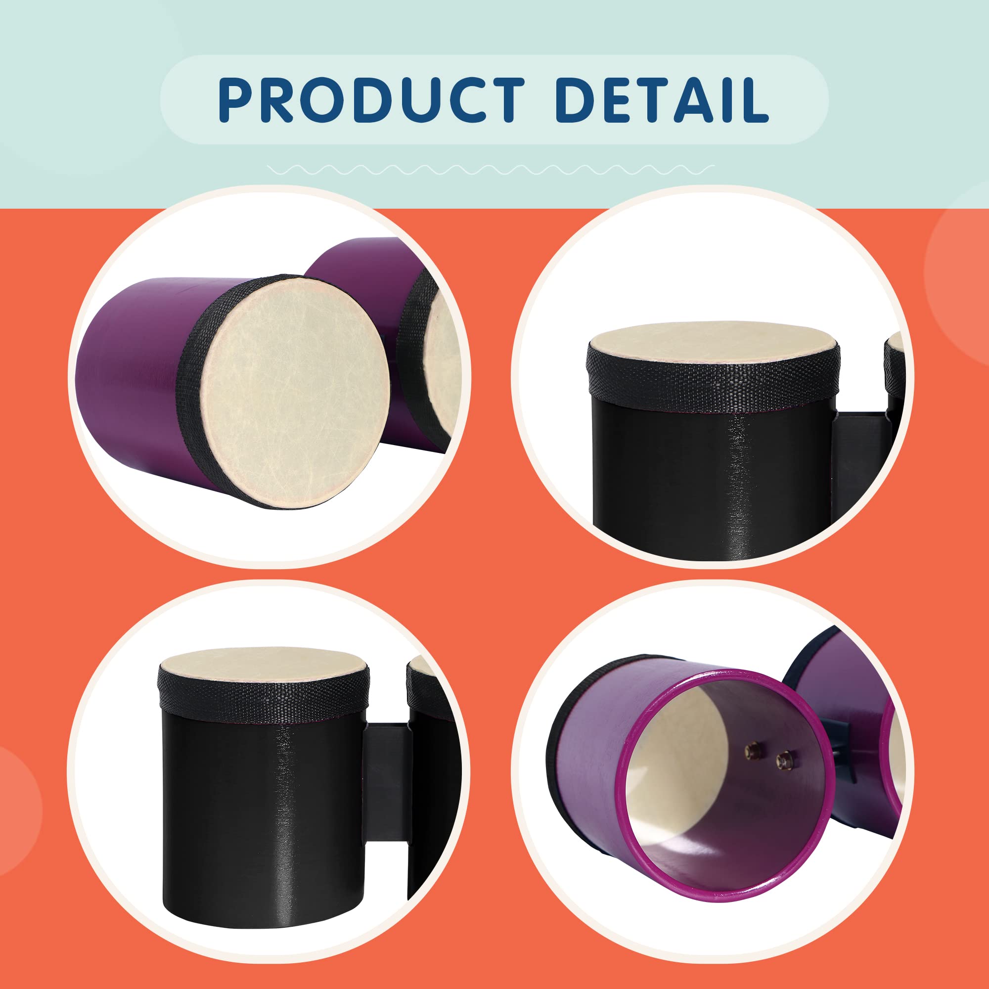 YONTY 5" and 6" Bongo Drum Set for Adults Kids Toddlers Beginners Professionals, Percussion Bongo Drum Natural Birch Wood Drum Set, Smooth Surface with Premium and Safe Nylon Edges, Purple