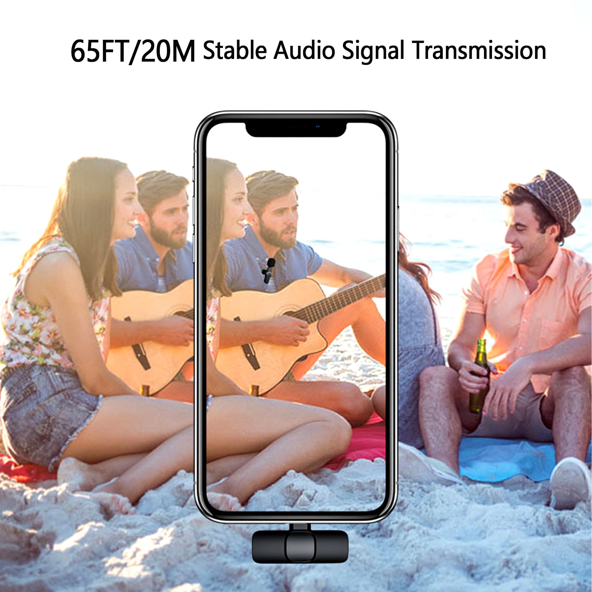 Professional Wireless Lavalier Lapel Microphone, (Plug&Play/2.4GHz), 2 Mini Wireless Recording Microphone for iPhone Video Recording, Tiktok,Live Streaming, YouTube
