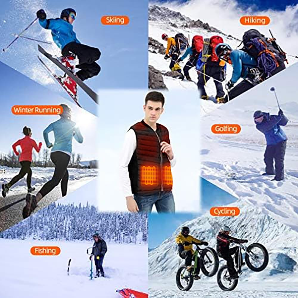 Srivb Heated Vest, USB Charging Heating Vest for Men Women Washable Body Warmer with Battery Pack for Outdoor Camping