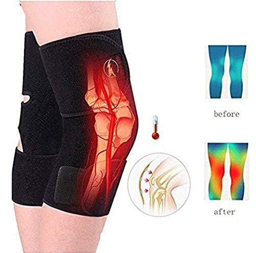 Ylucky 1 Pair Self-heating Knee Braces Magnetic Tourmaline Therapy Knee Pads Adjustable Knee Protective Belt Sleeves for Arthritis Joint Pain Relief and Injury Recovery