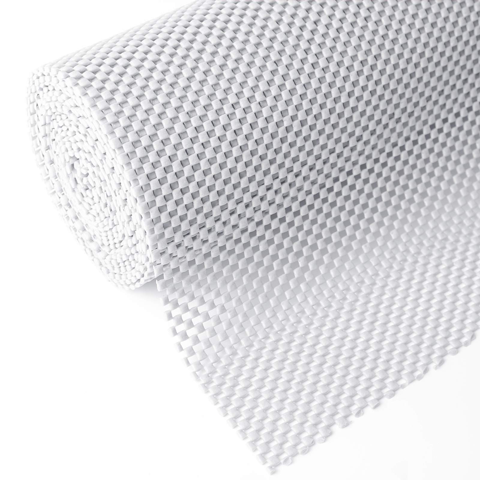 White and Clear Shelf Cabinet Liner, Drawer Liners Non-Adhesive 12 in X 20 Ft, Strong Grip Non Slip Shelving Liner for Kitchen Cabinets, Easy Install Storage, Drawers, Shelves Kitchenware Tableware L