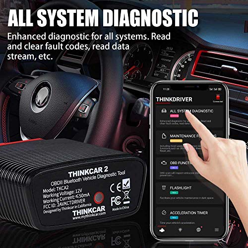 thinkcar 2 OBD2 Bluetooth Car Scanner Full System Scan Tool, 15 Reset Service Free for DIY Users
