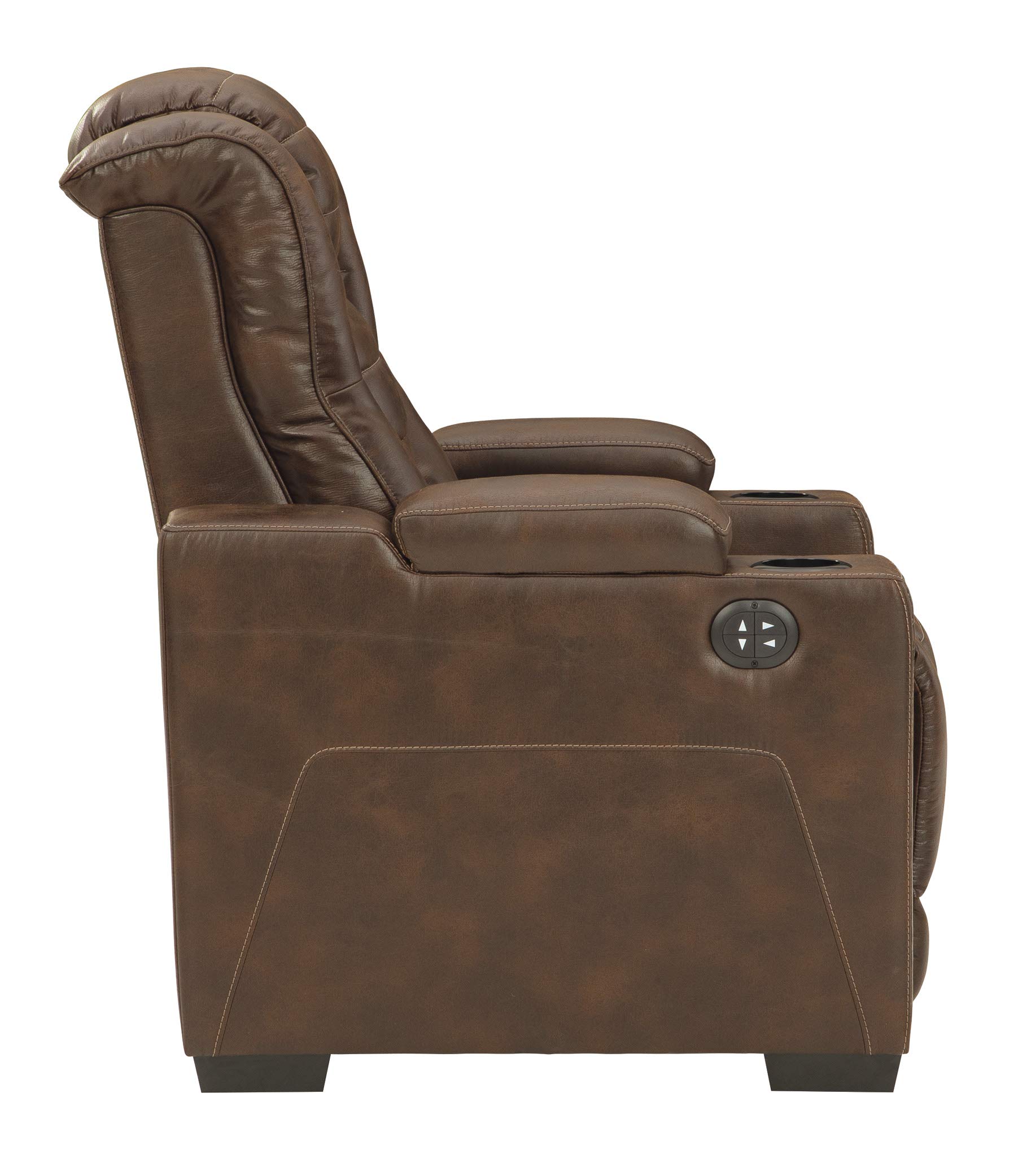 Signature Design by Ashley Owner's Box Faux Leather Power Recliner with Adjustable Headrest, Brown