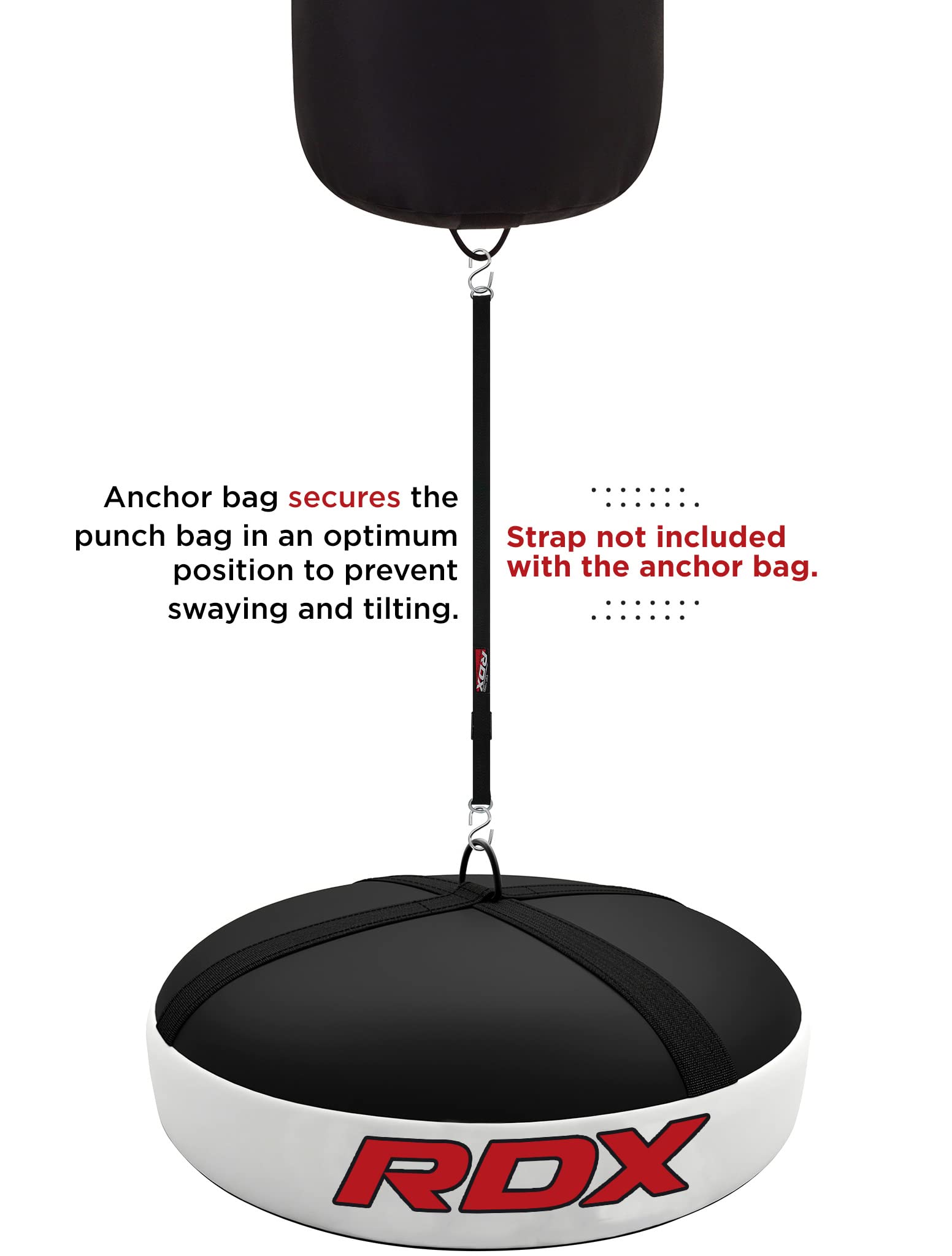 RDX Floor Anchor for Punch Bag Double end Speed ball, Non Tear Maya Hide Leather, Heavy Duty D Ring, Easy Zipper Closure, Maximum Swing Reduction for Boxing MMA, Muay Thai, Kickboxing Training Bags