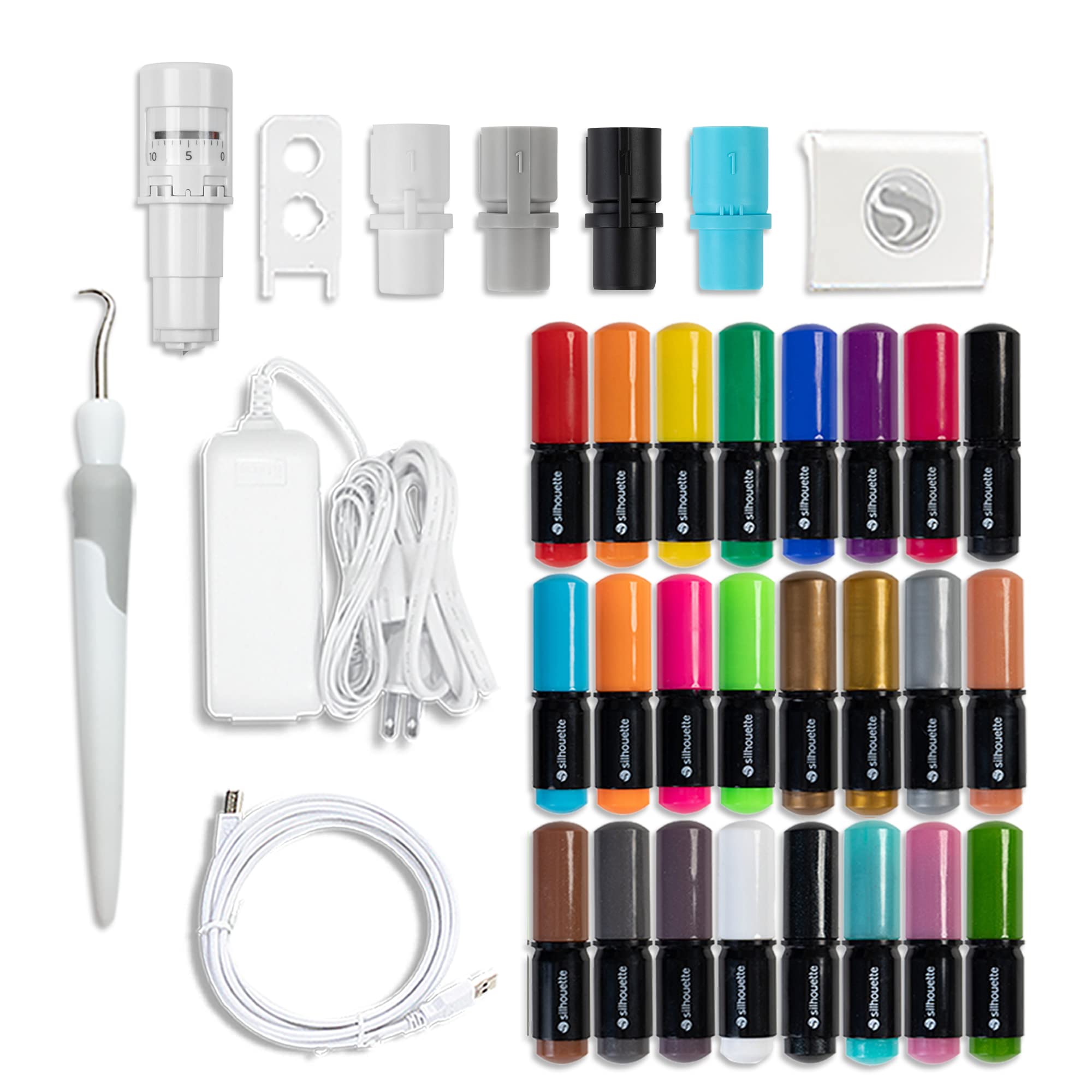 Silhouette Black Cameo 4 Starter Bundle with 38 Oracal Vinyl Sheets, T-Shirt Vinyl, Transfer Paper, Class, Guides and 24 Sketch Pens