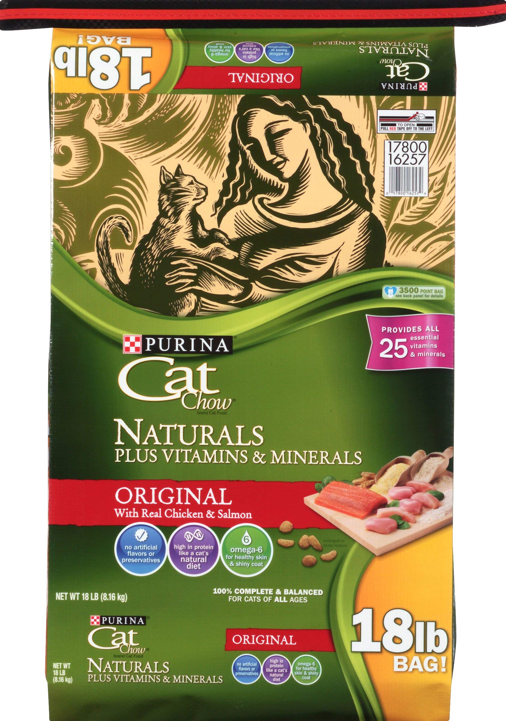 Purina Cat Chow Naturals Original Plus Vitamins & Minerals Cat Food 18 lb. Bag, 178787