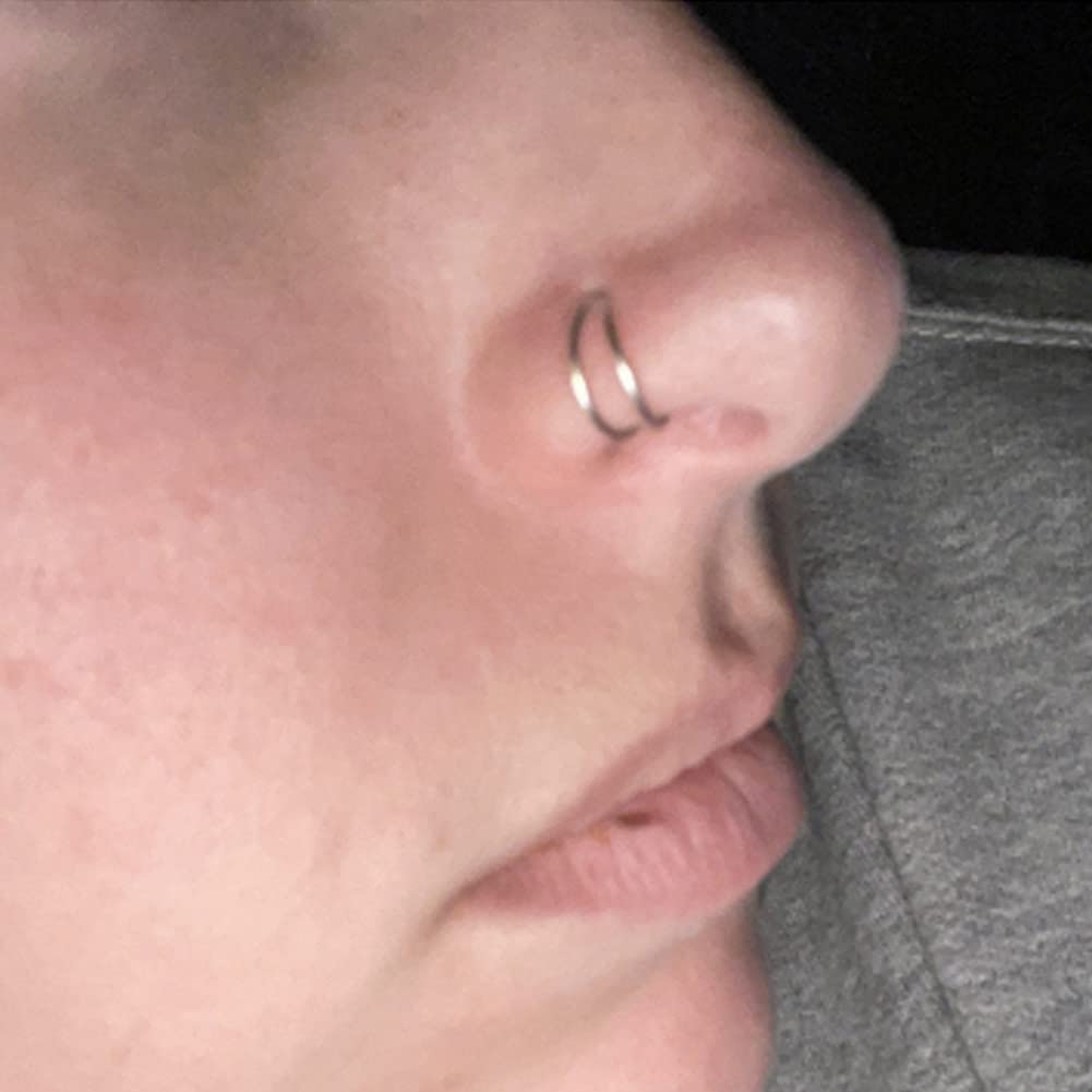 YANCHUN Spiral Nose Ring Double Hoop Nose Ring for Single Piercing Layered Spiral Nose Ring Double Nose Ring for Single Piercing for Women Men