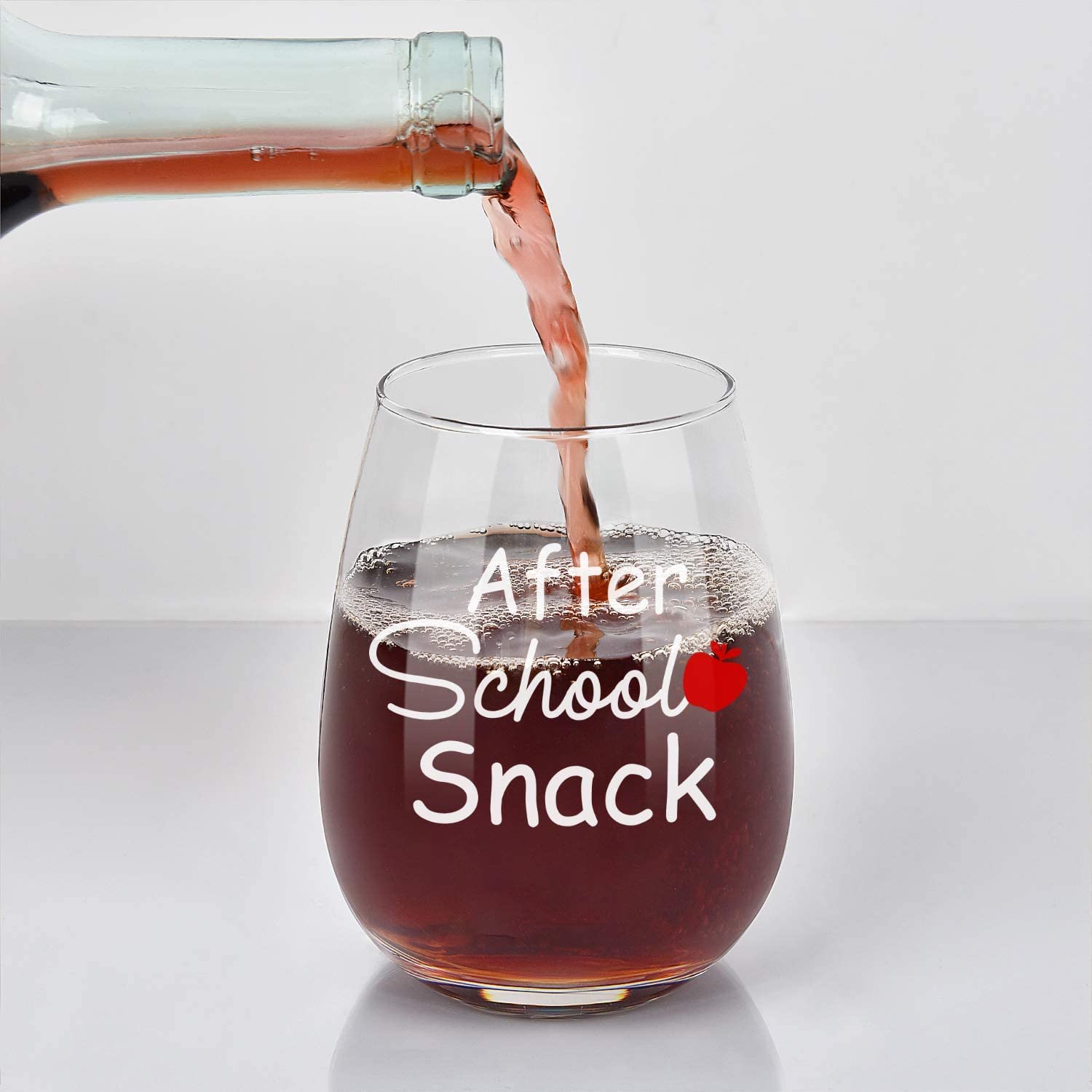 Teacher Gift - After School Snack Stemless Wine Glass 15Oz, Teacher Wine Glass for Preschool, Elementary, High School Teacher, Professor, Gift Idea for Teacher Appreciation Day, Retirement, Christmas