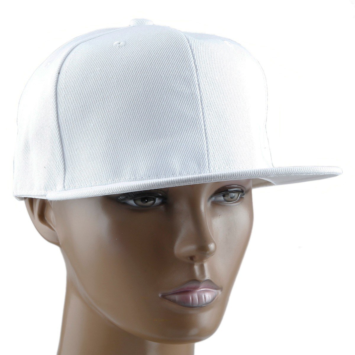 Samtree Women Men Snapback Hats,Patchwork Solid Color Flat Bill Baseball Cap(01-White)