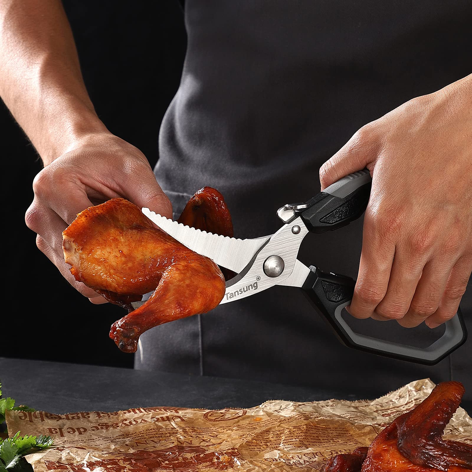 TANSUNG Poultry Shears, Heavy Duty Kitchen Scissors for Cutting Chicken, Poultry, Game, Bone, Meat, Anti-rust Kitchen Shears with Ergonomic Grip Handles