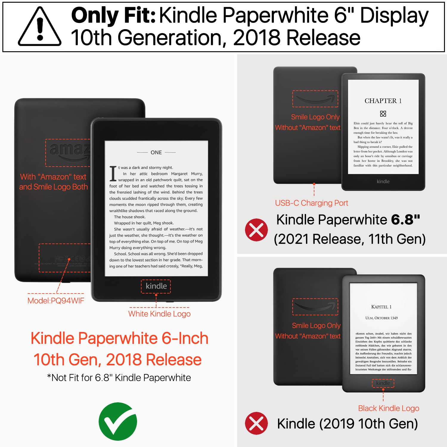 TNP Case for Kindle Paperwhite 10th Gen / 10 Generation 2018 Release - Slim Light Smart Cover Sleeve with Auto Sleep Wake Compatible with Amazon Kindle Paperwhite 2019 2020 Version (Composition Book)