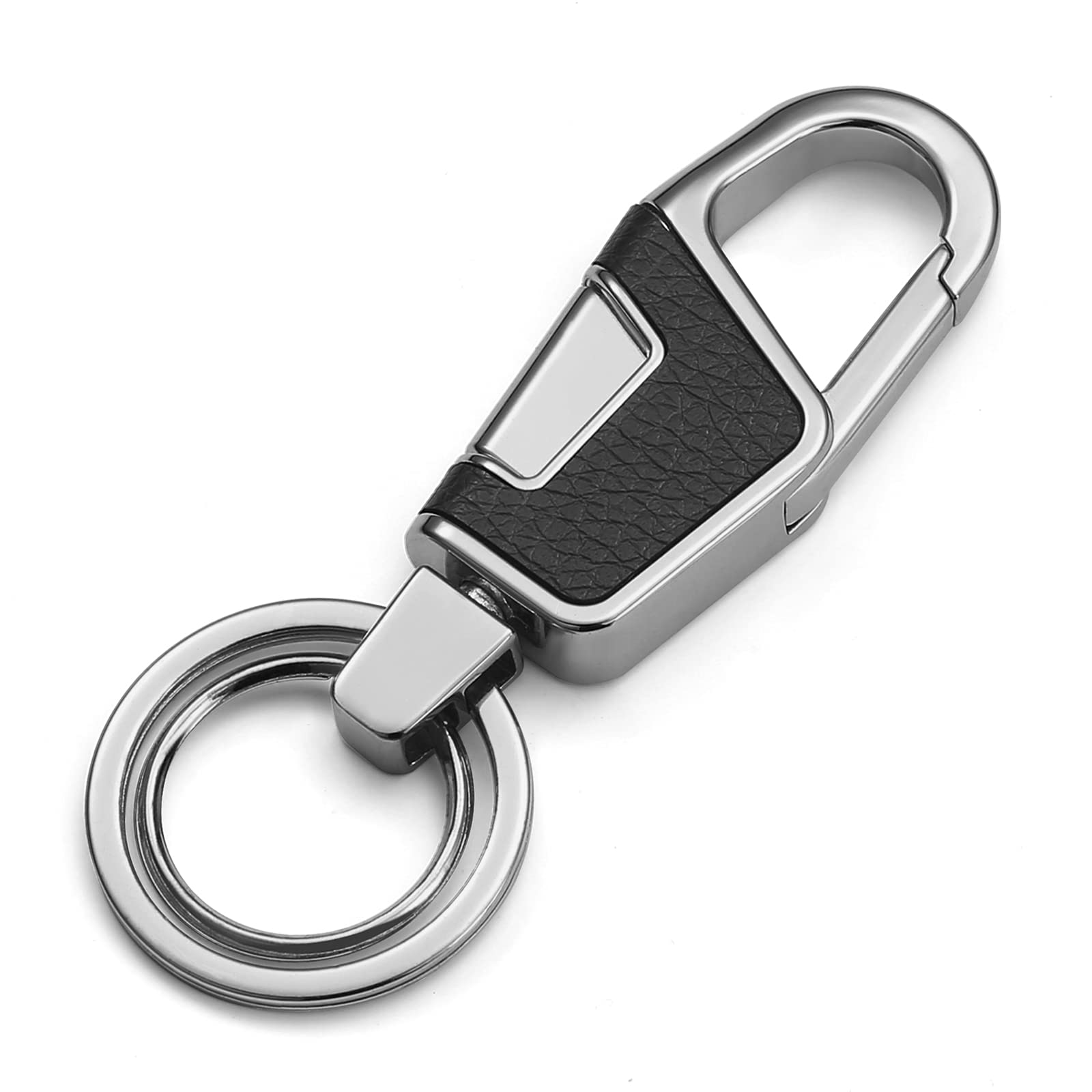 Taeekiy key chain simple design.Leather keychain feels comfortable, Perfect match for your keys, car key chains etc. Gift box packaging. Keychains for Women or man(Black keychain)