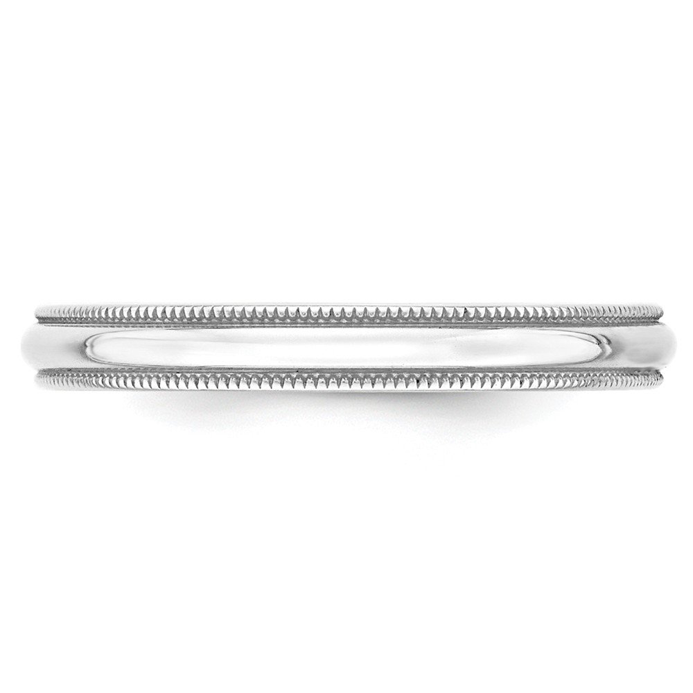 Solid 14k White Gold 3mm Milgrain Half Round Wedding Band Size 7.5