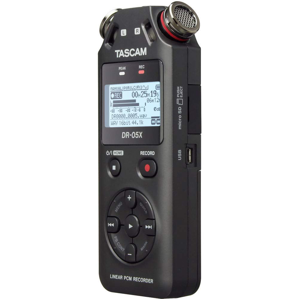 Tascam DR-05X Stereo Handheld Digital Audio Recorder with Polsen HPC-A30-MK2 Studio Headphones, 16GB Memory Card & Tripod Bundle