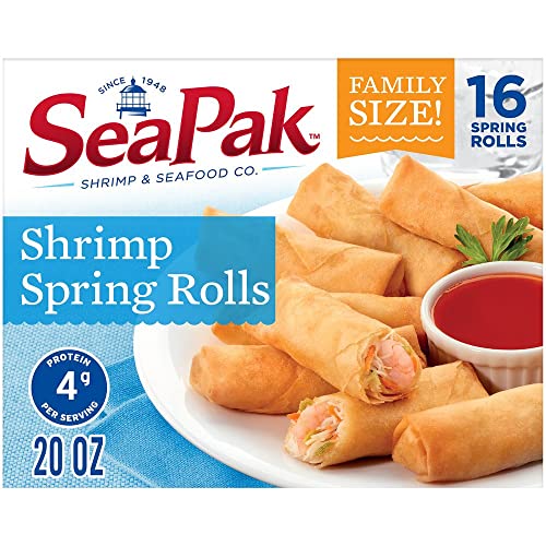SeaPak Shrimp Spring Rolls, Whole Shrimp & Crisp Vegetables Rolled in Crunchy Wrappers with Sweet Thai Chili Dipping Sauce, 20 oz