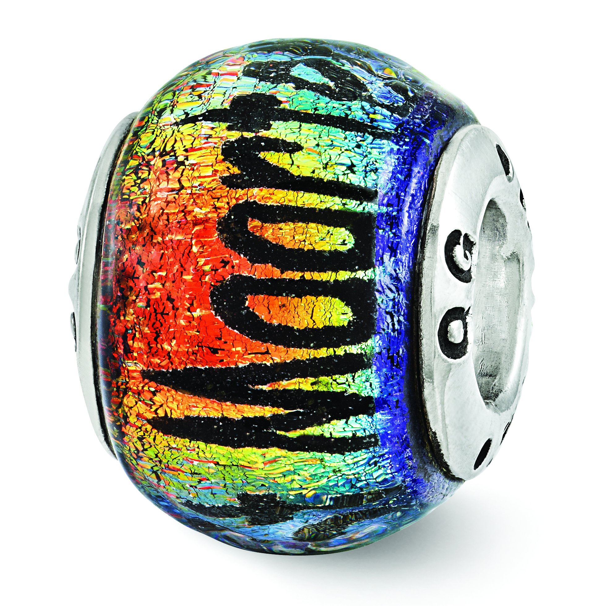 Reflections Sterling Silver St Maarten Orange Dichroic Glass Bead