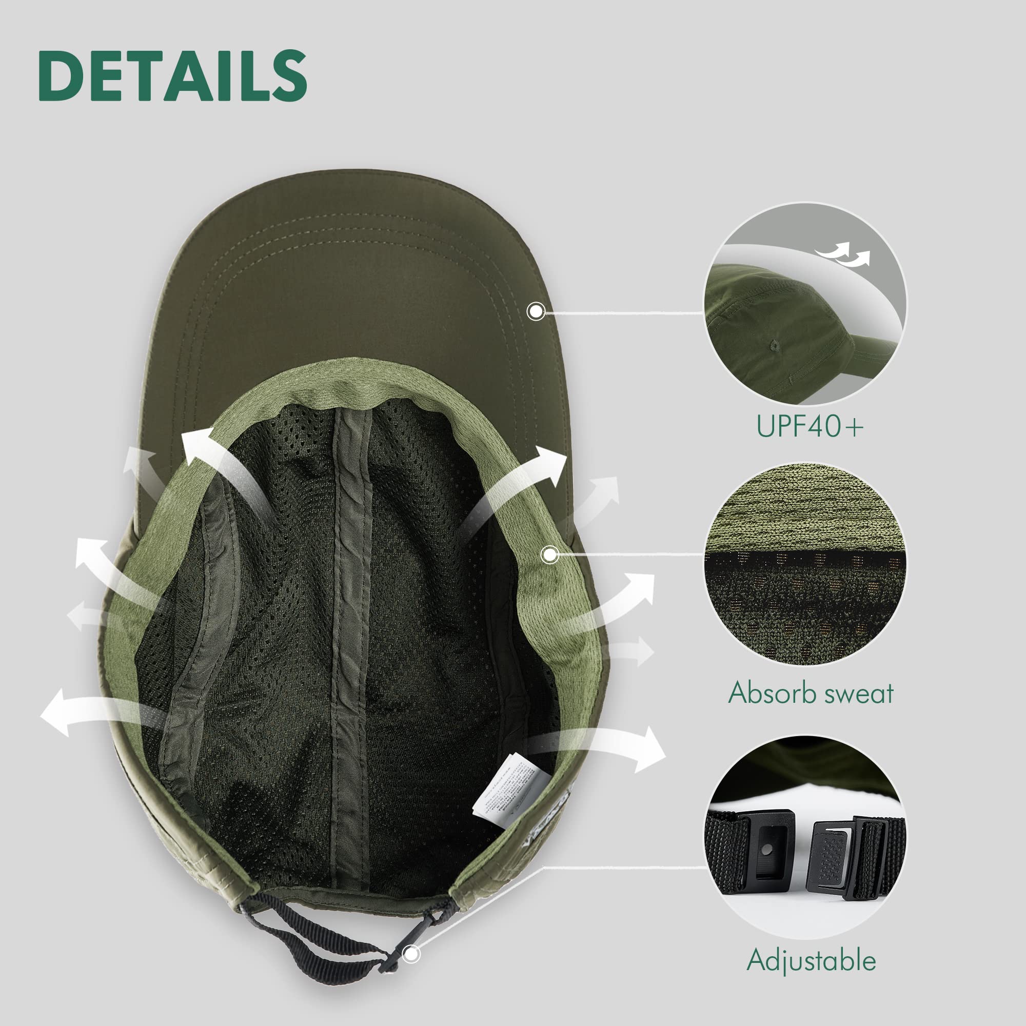 zowya Cool Sun Hat Outdoor Sport Cap Breathable Quick Drying Waterproof Unstructured Running Climbing for Men Women Black, Light Thin Soft Night Reflection