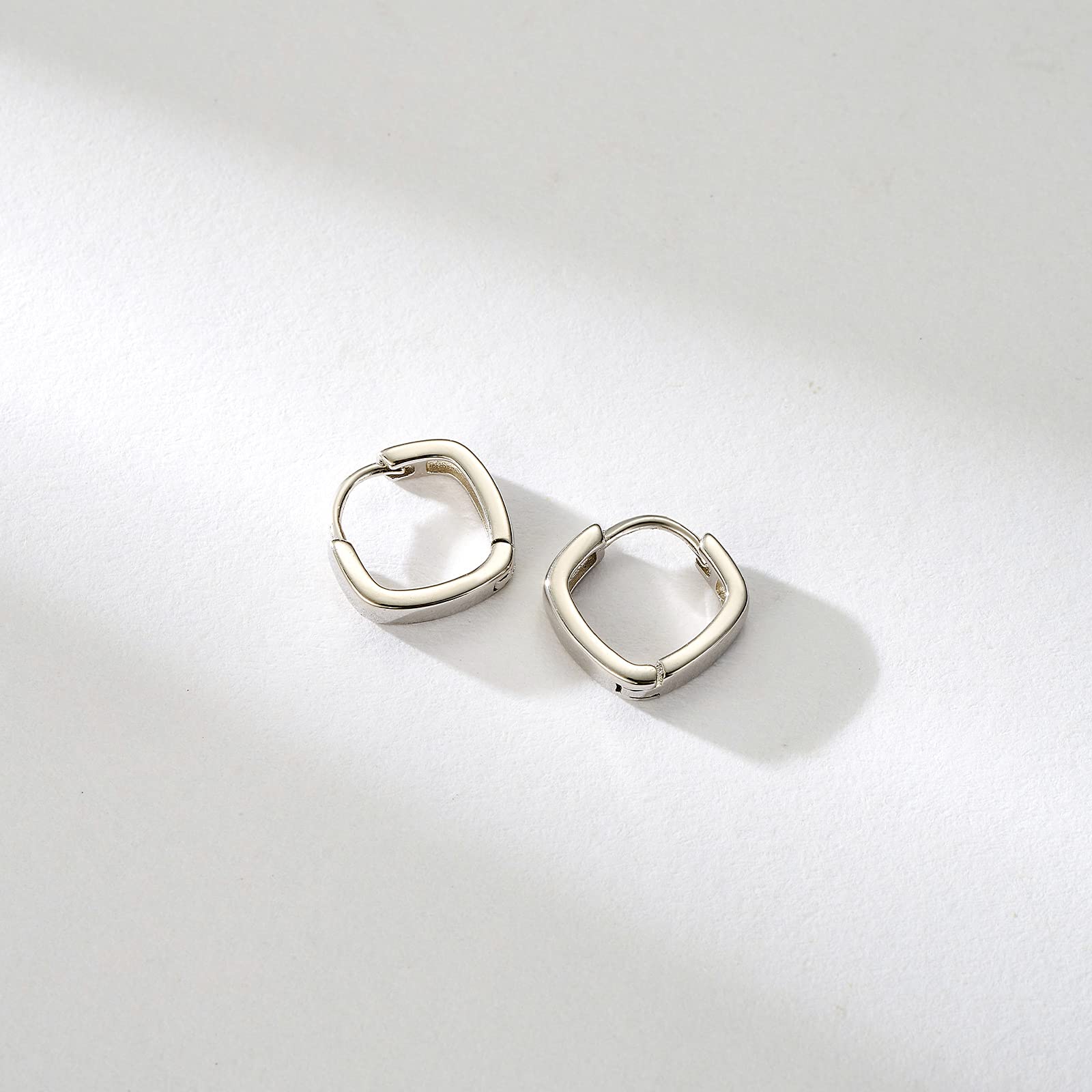SWEETV Small Silver Hoop Earrings for Women Sterling Silver Earrings 12mm Tiny Hoops Lightweight Sleep Huggie Earring for Men Teens