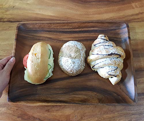 Wrightmart Wooden Trays, Set of 2, Decorative Rustic Food, Fruit, and Snack, Charcuterie-Appetizer Servers β Perfect Kitchen, Ottoman or Coffee Table Trays, Made from Acacia Wood