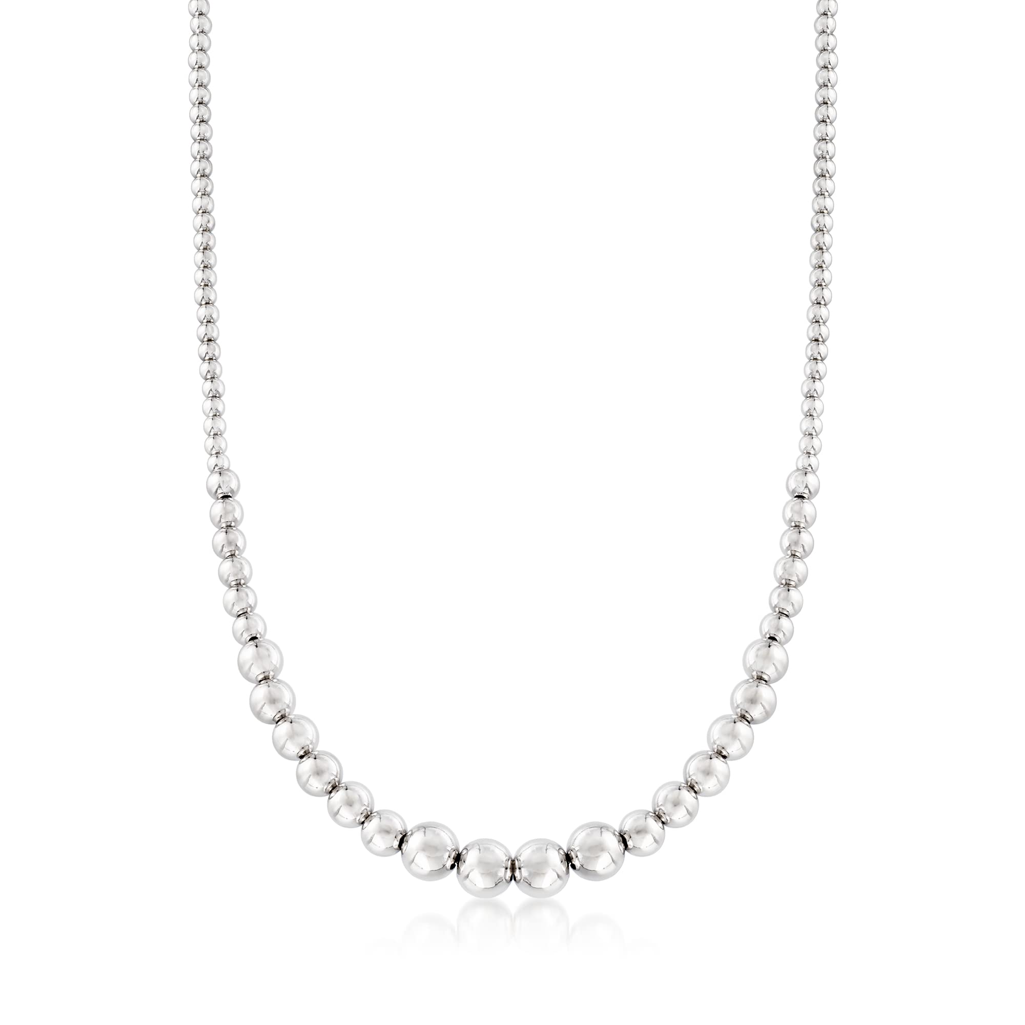 Ross-Simons Italian 4-10mm Sterling Silver Bead Graduated Necklace. 20 inches